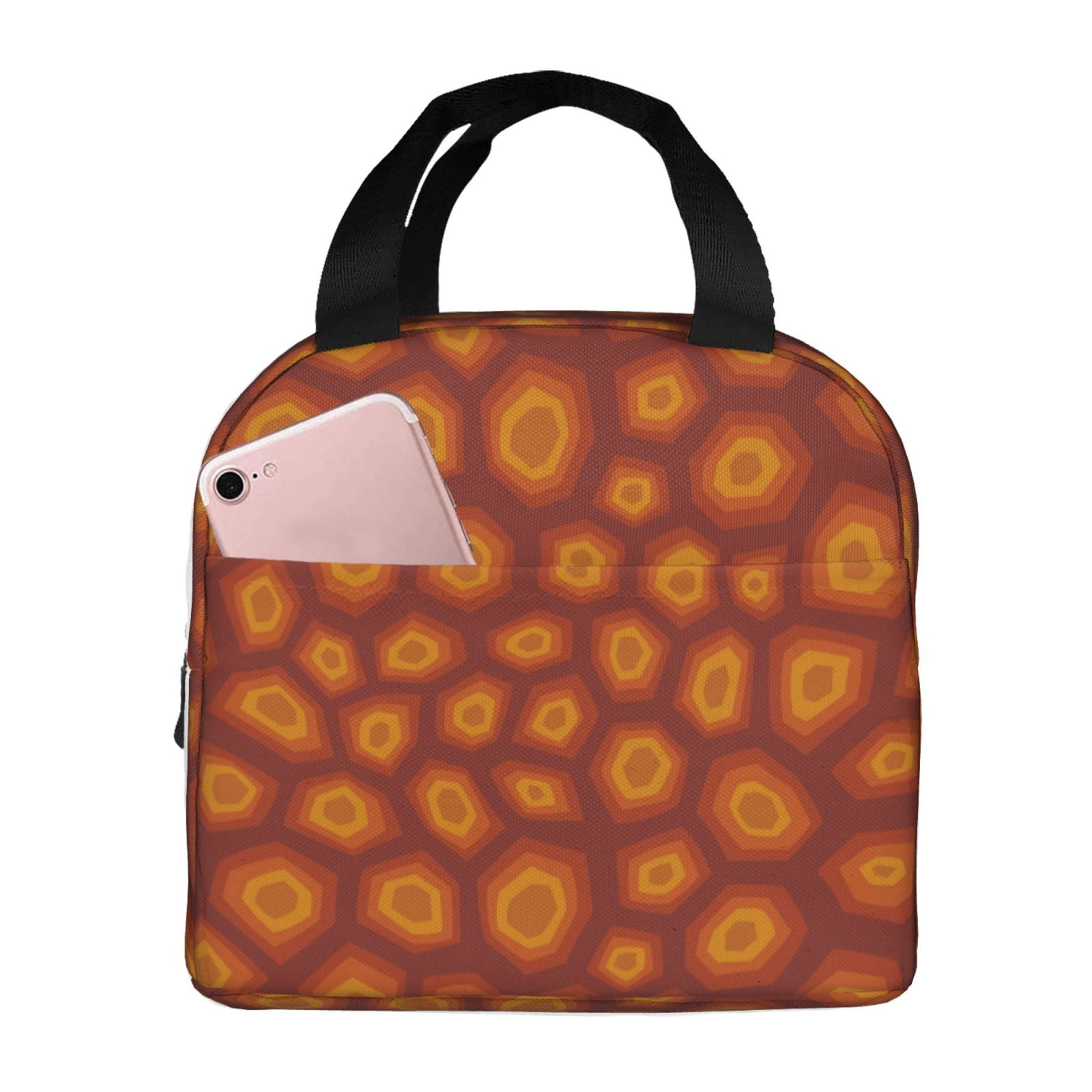 KLL Turtle Shell Print Insulated Lunch Bag Women, Reusable Cute Tote ...