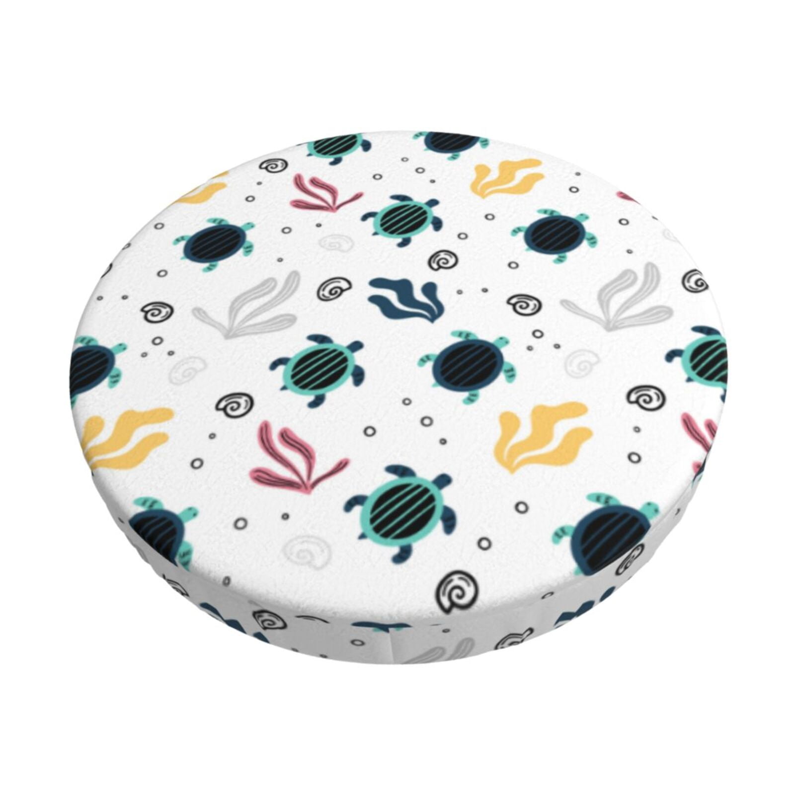 KLL Turtles And Corals Round Bar Chair Cushion Cover 14 inch ,Bar Stool ...