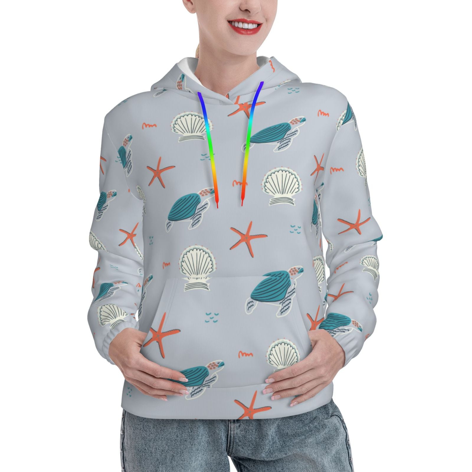 KLL Turtles And Shells for Womens Pullover Hoodie with Pocket Hooded ...