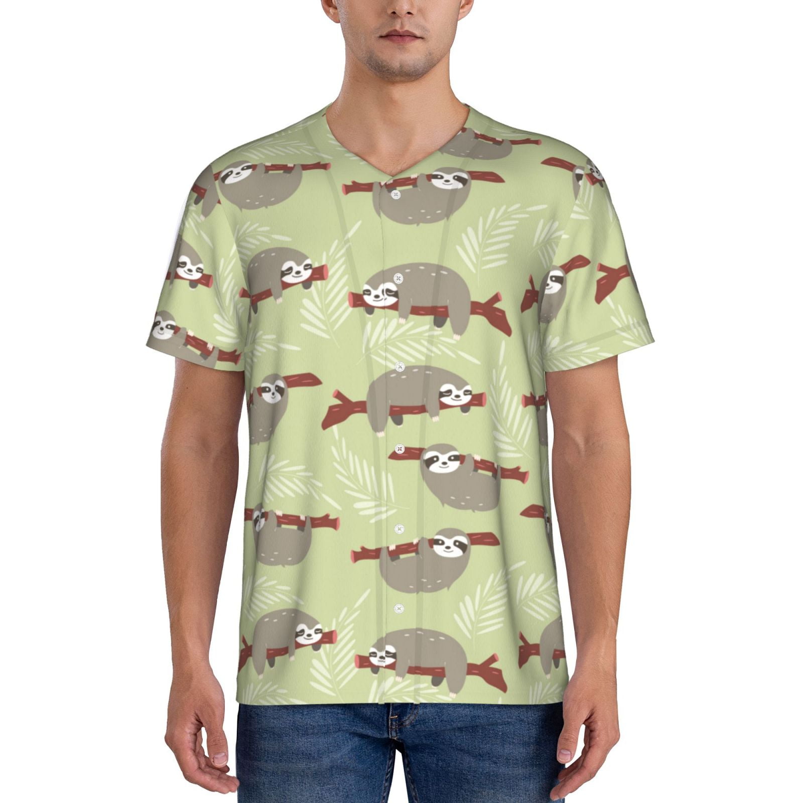 KLL Twig Sloth for Men's Baseball Shirts,Short Sleeve Casual Shirts ...
