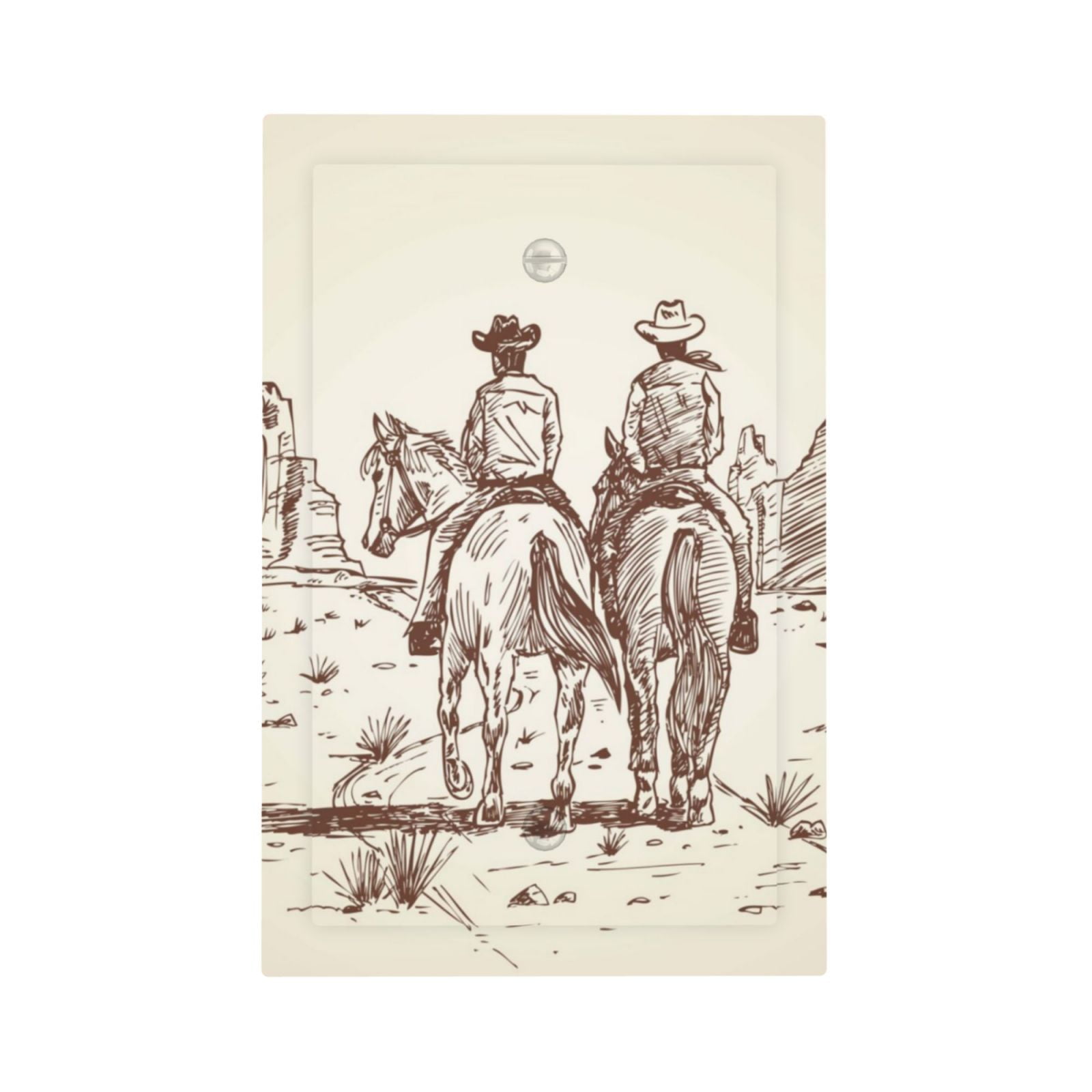 KLL Two Cowboys Riding Horses In The Desert Pattern Electrical Outlet ...