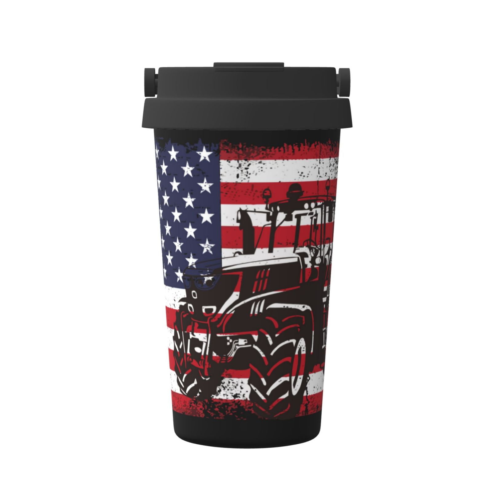 KLL USA Vintage Flag Tractor Pattern Stainless Steel Vacuum Insulated ...