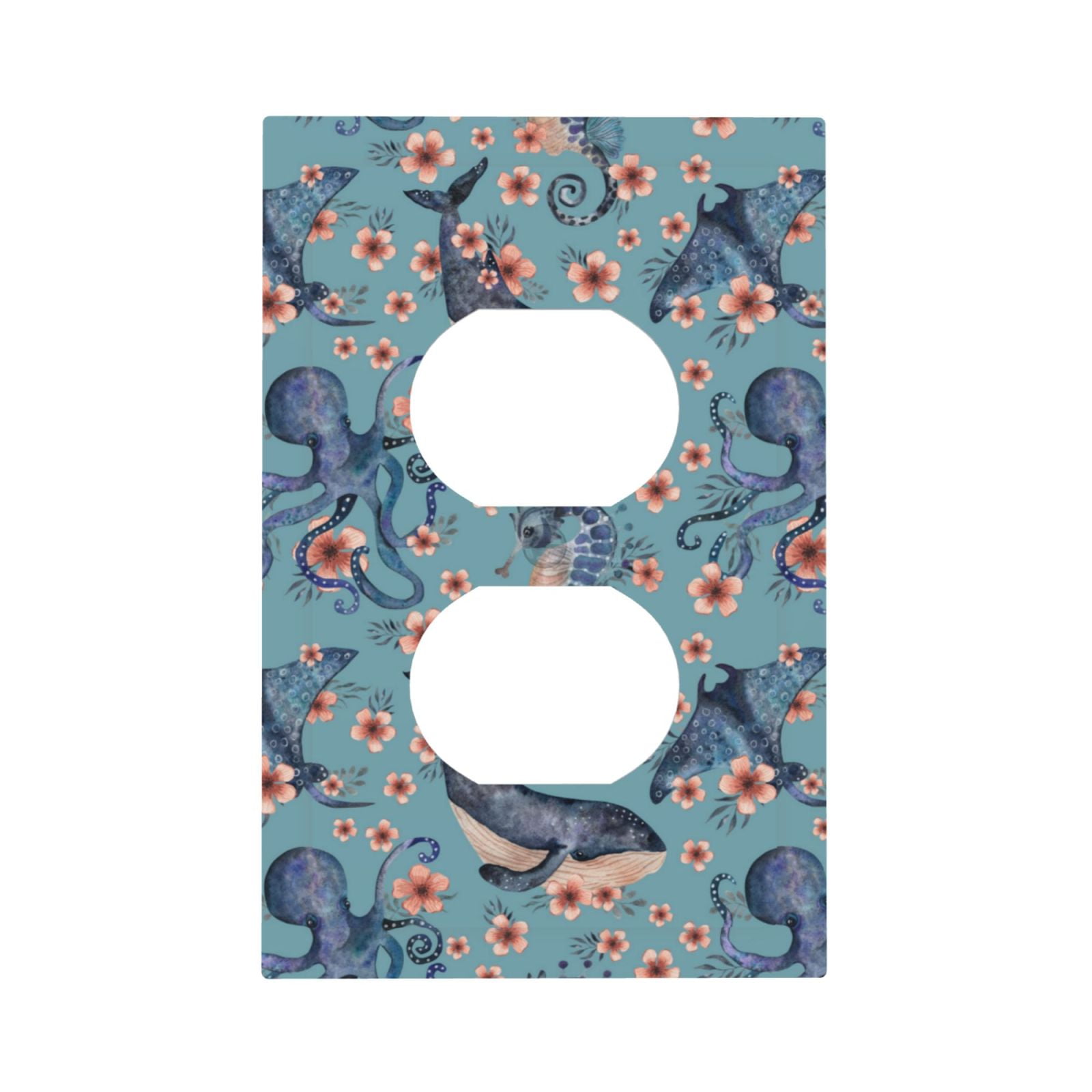 KLL Underwater Animals and Flowers Pattern Electrical Outlet Covers, 3 ...