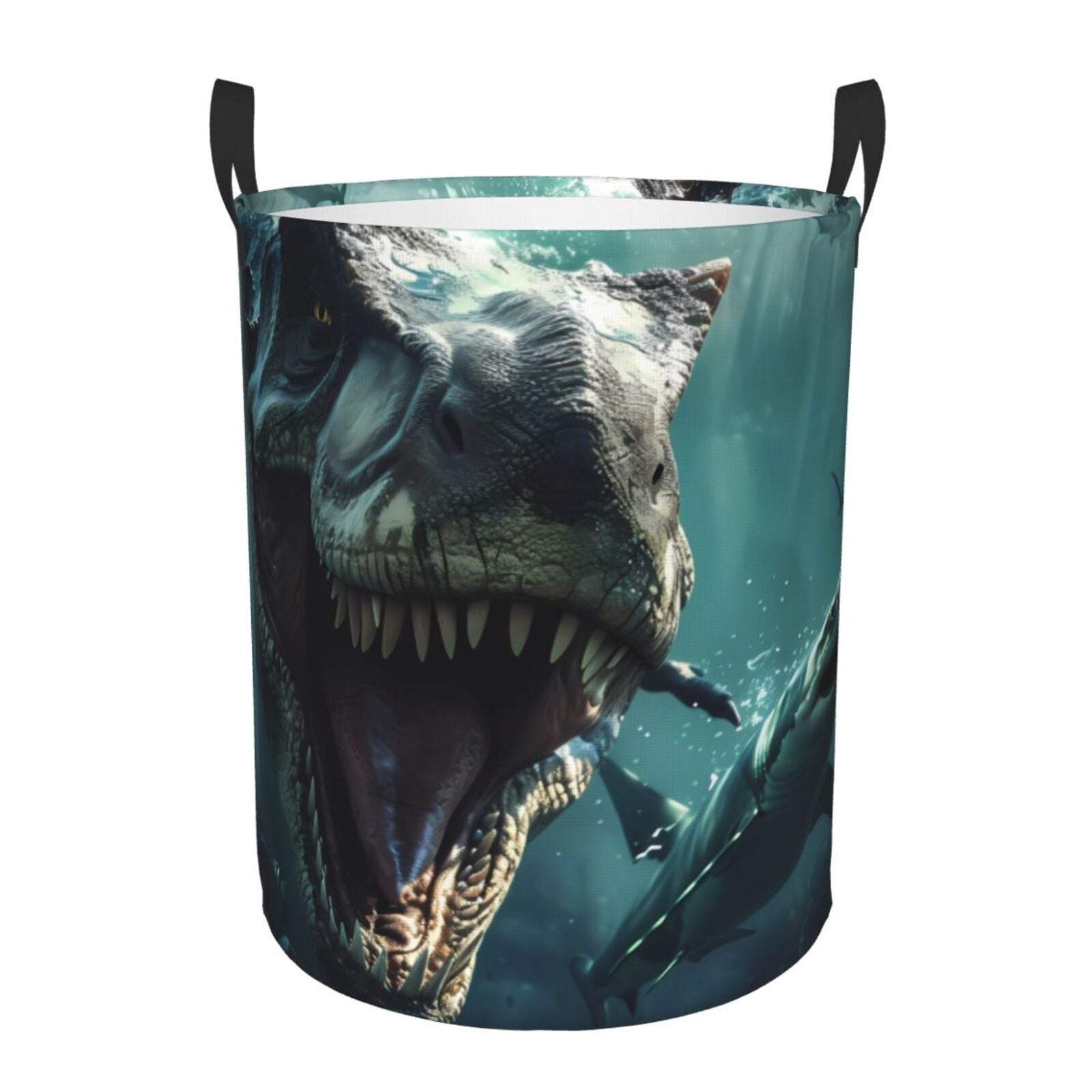 KLL Underwater Dinosaur Shark Waterproof Foldable Laundry Hamper Bucket ...