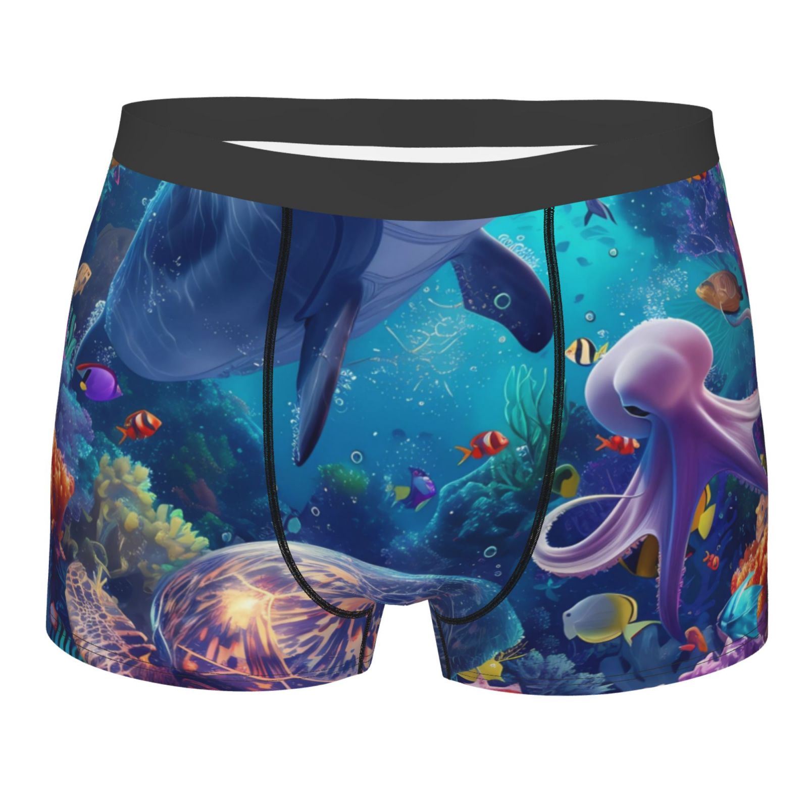 KLL Underwater Turtle Dolphin Octopus Men's Cotton Boxer Briefs ...