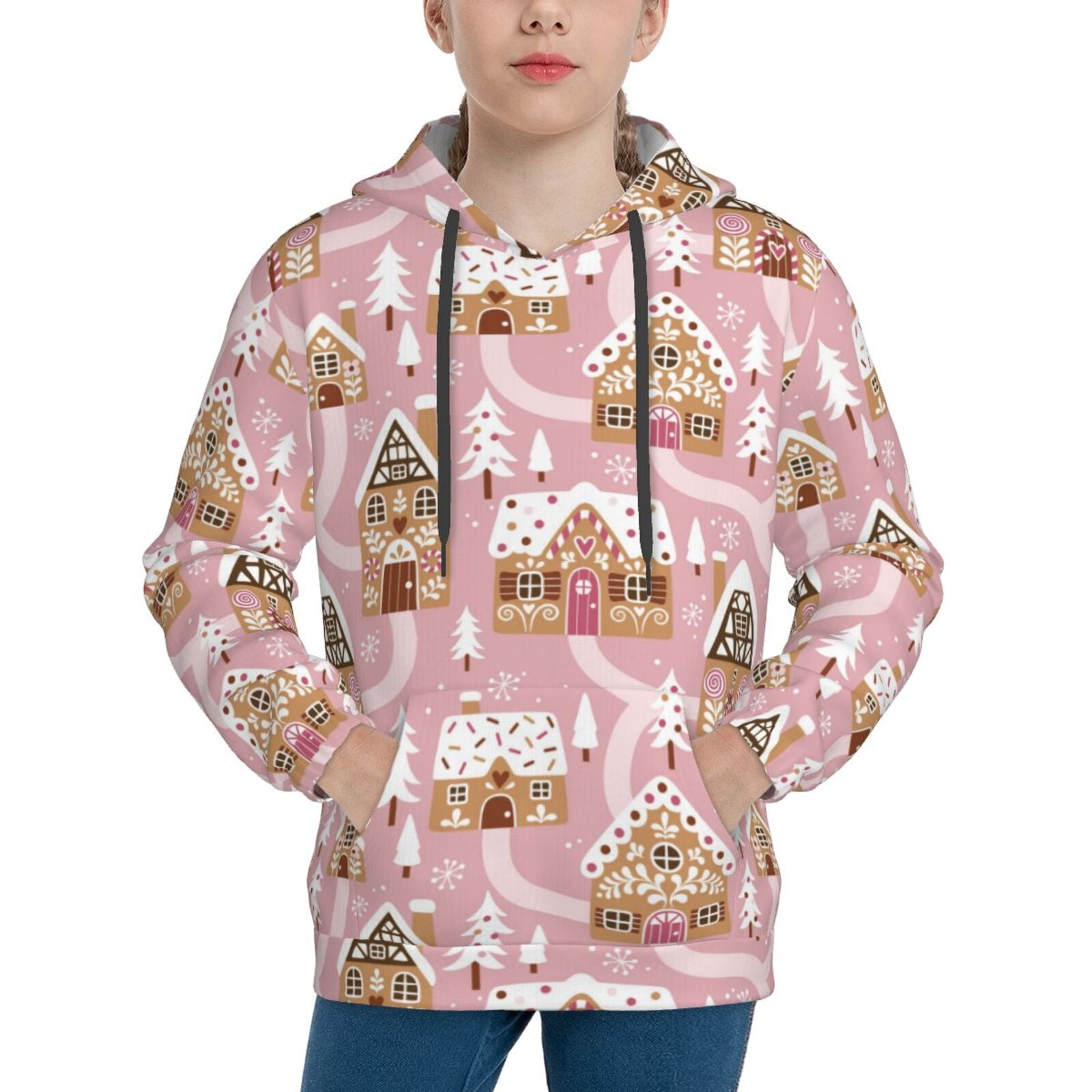 KLL Unisex Kids Boys Girls Hooded Pocket Pullover Hoodies-Gingerbread ...