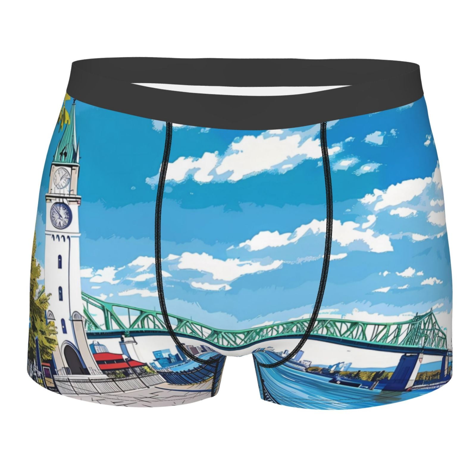 KLL Urban Riverside Clock Tower Men's Cotton Boxer Briefs Underwear-X ...