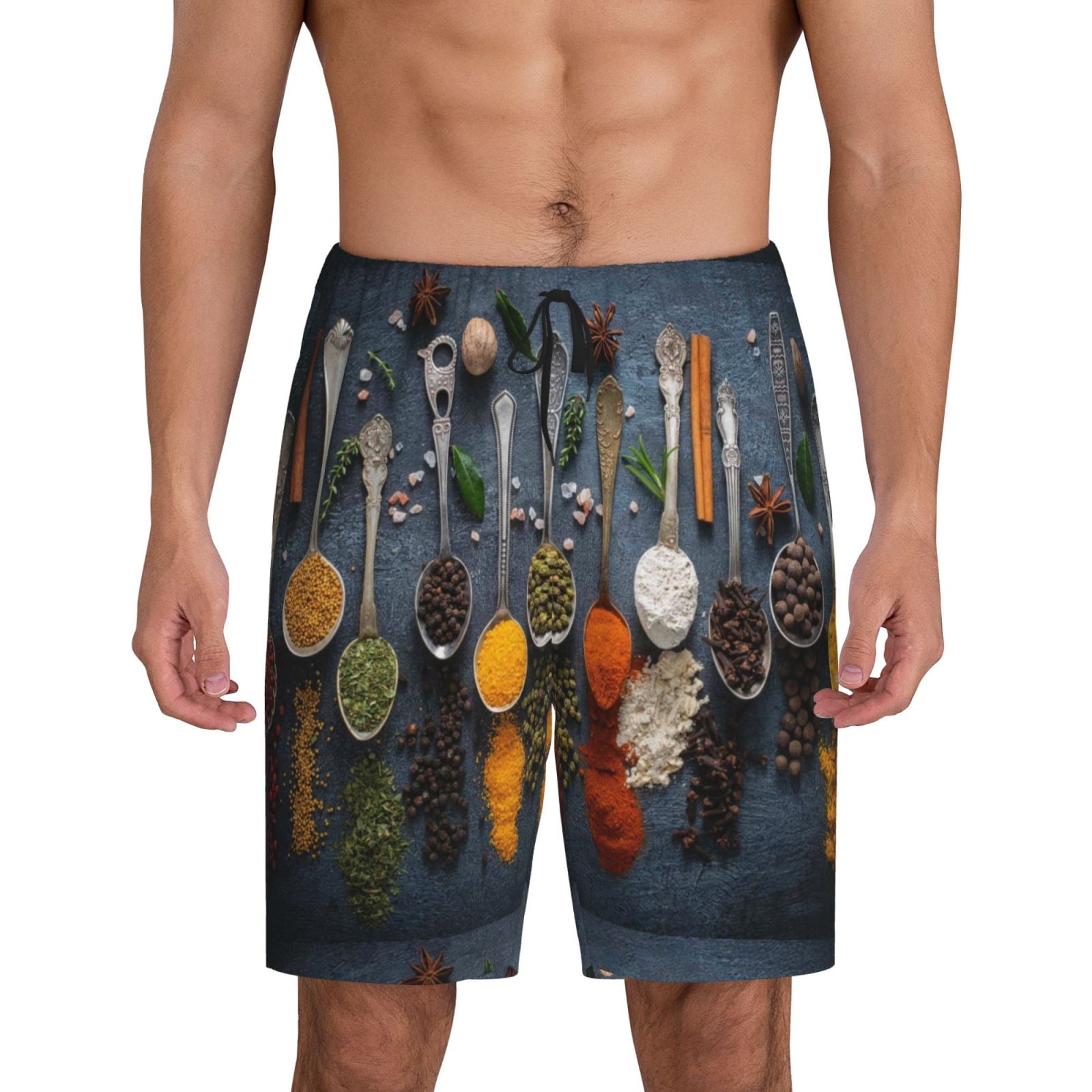 KLL Various Herbs And Spices In Spoons for Men's 1-Pack Shorts,Sleep ...