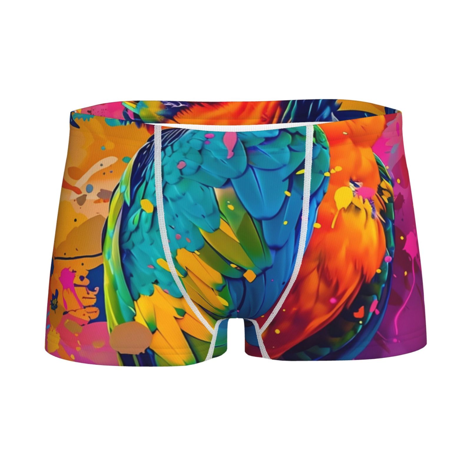 KLL Vibrant Parrot Splash Art Underwear Boys' Boxer Briefs Shorts ...