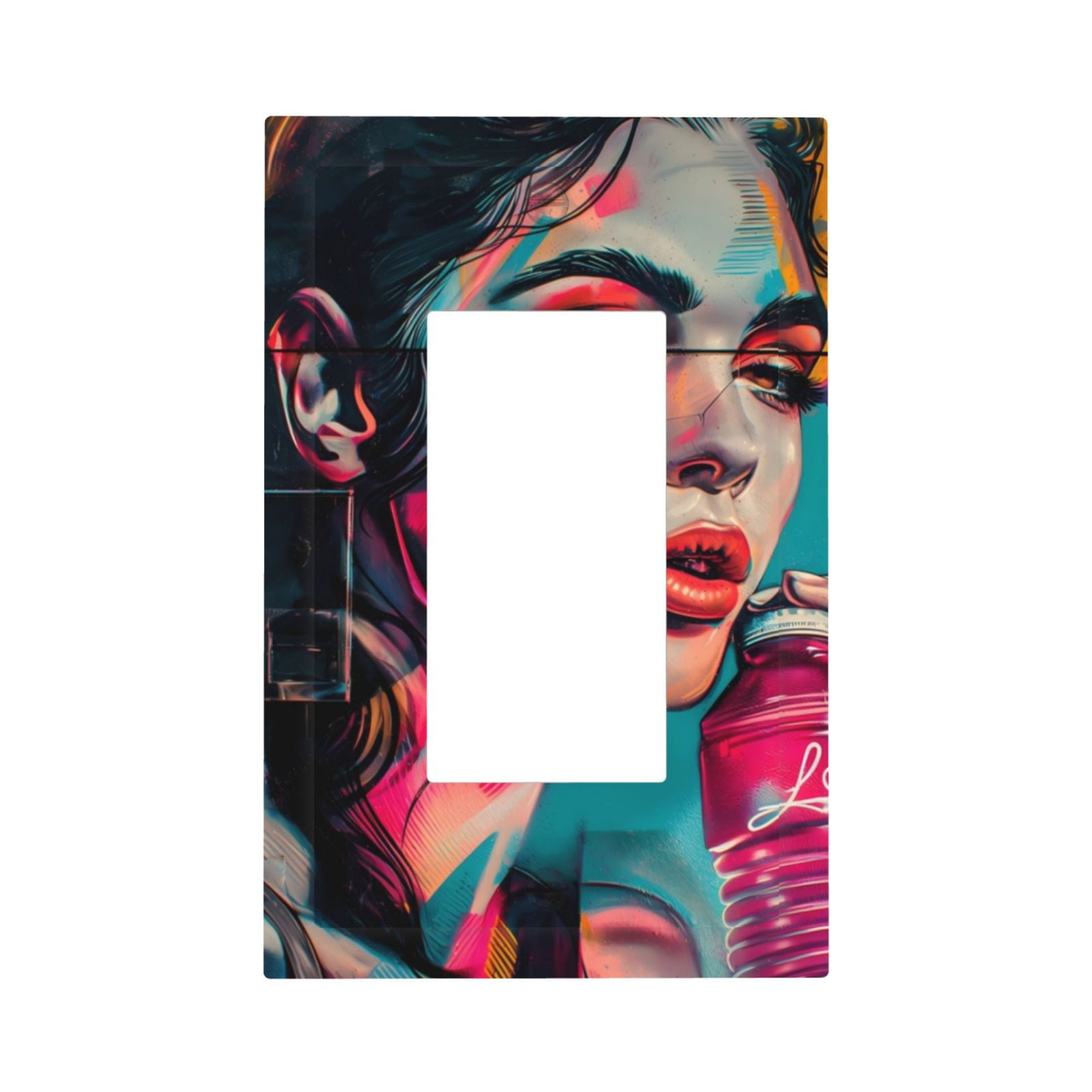 KLL Vibrant Street Art Portrait Pattern Electrical Outlet Covers, 3" x ...