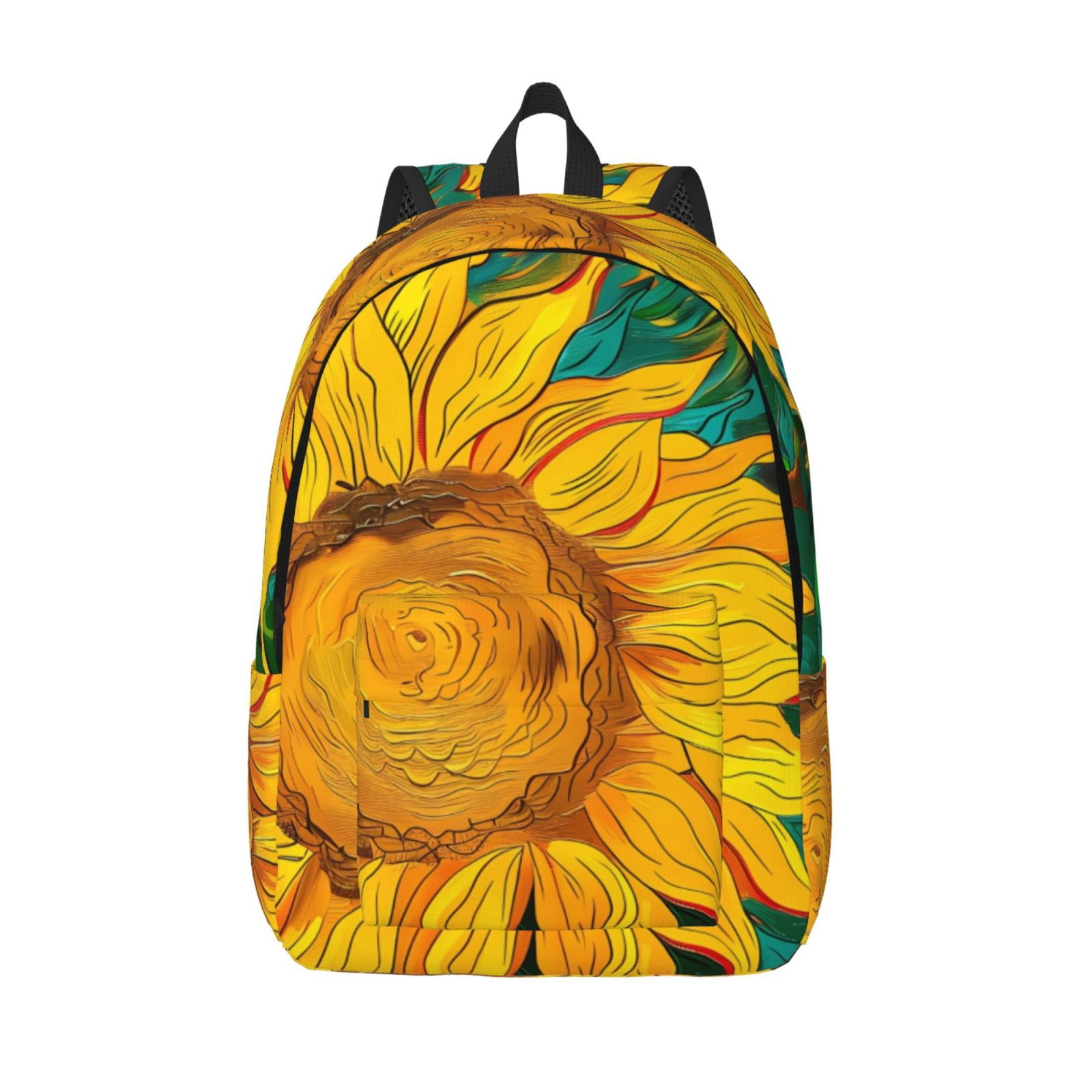 KLL Vibrant Sunflower Painting Print Travel Laptop Backpack - College ...