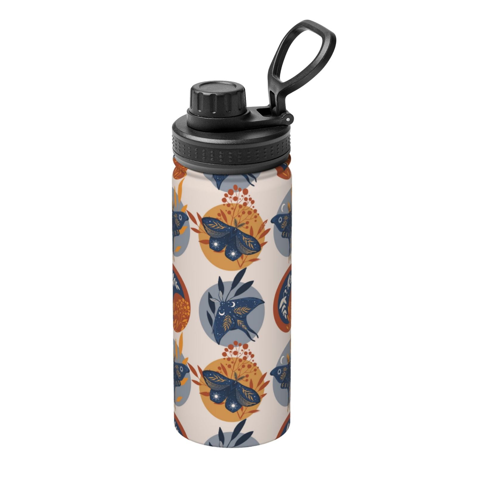 KLL Vintage Botanical Butterfly Art Pattern 18oz Insulated Water Bottle ...