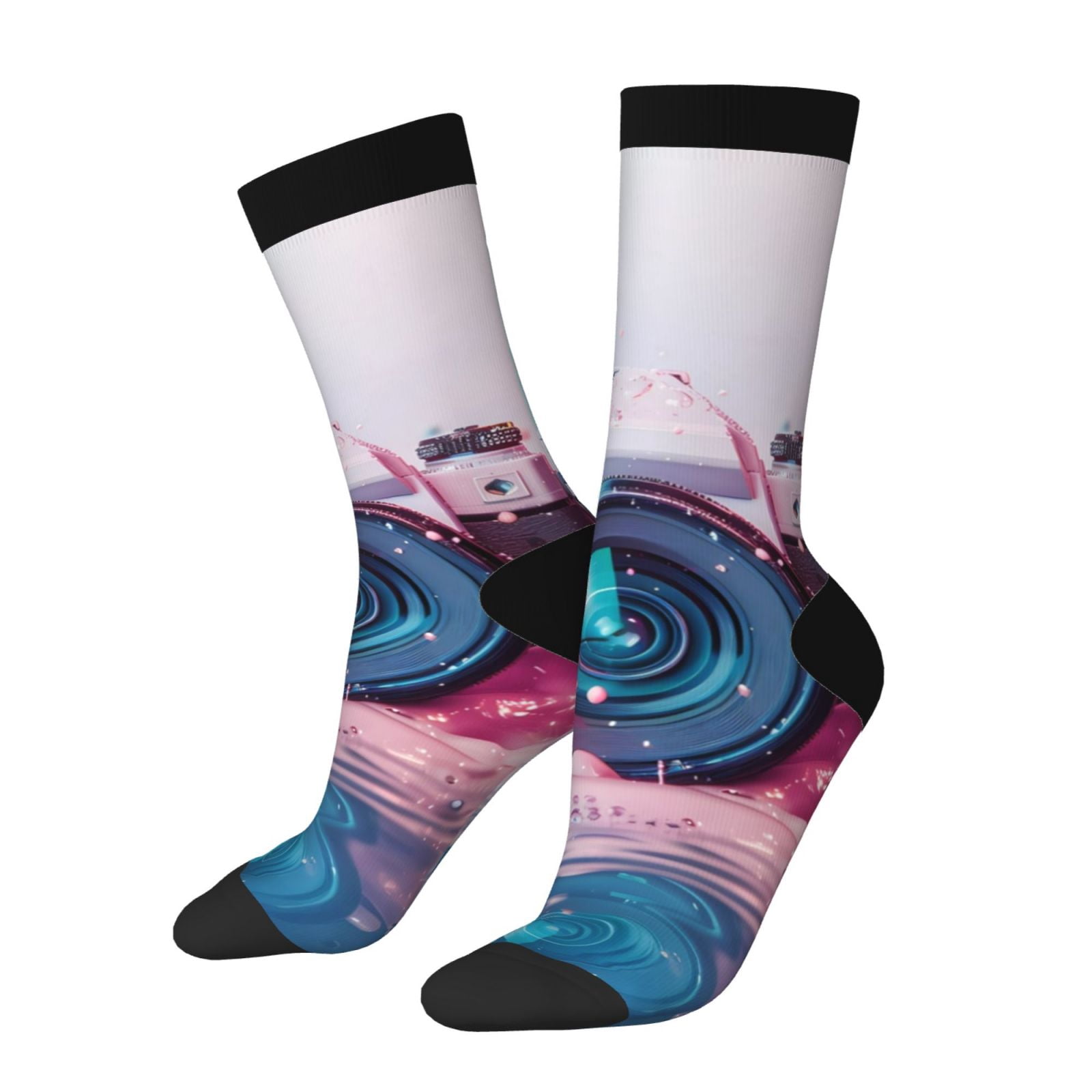 KLL Vintage Camera Splash Art Print Cool Socks Men's Women's Crew Socks ...