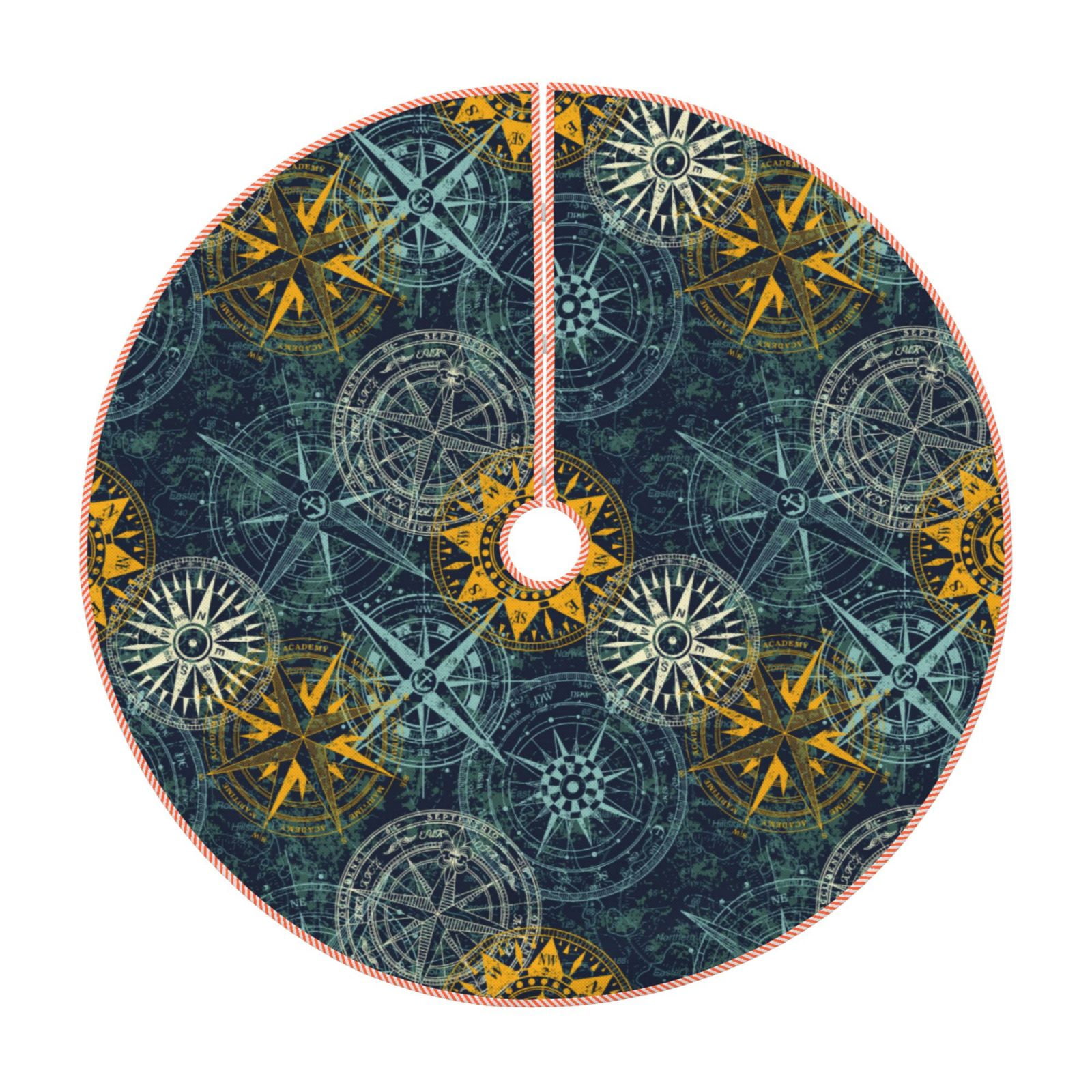 KLL Vintage Compass Christmas Tree Skirt 30" ,Party Decorations ...