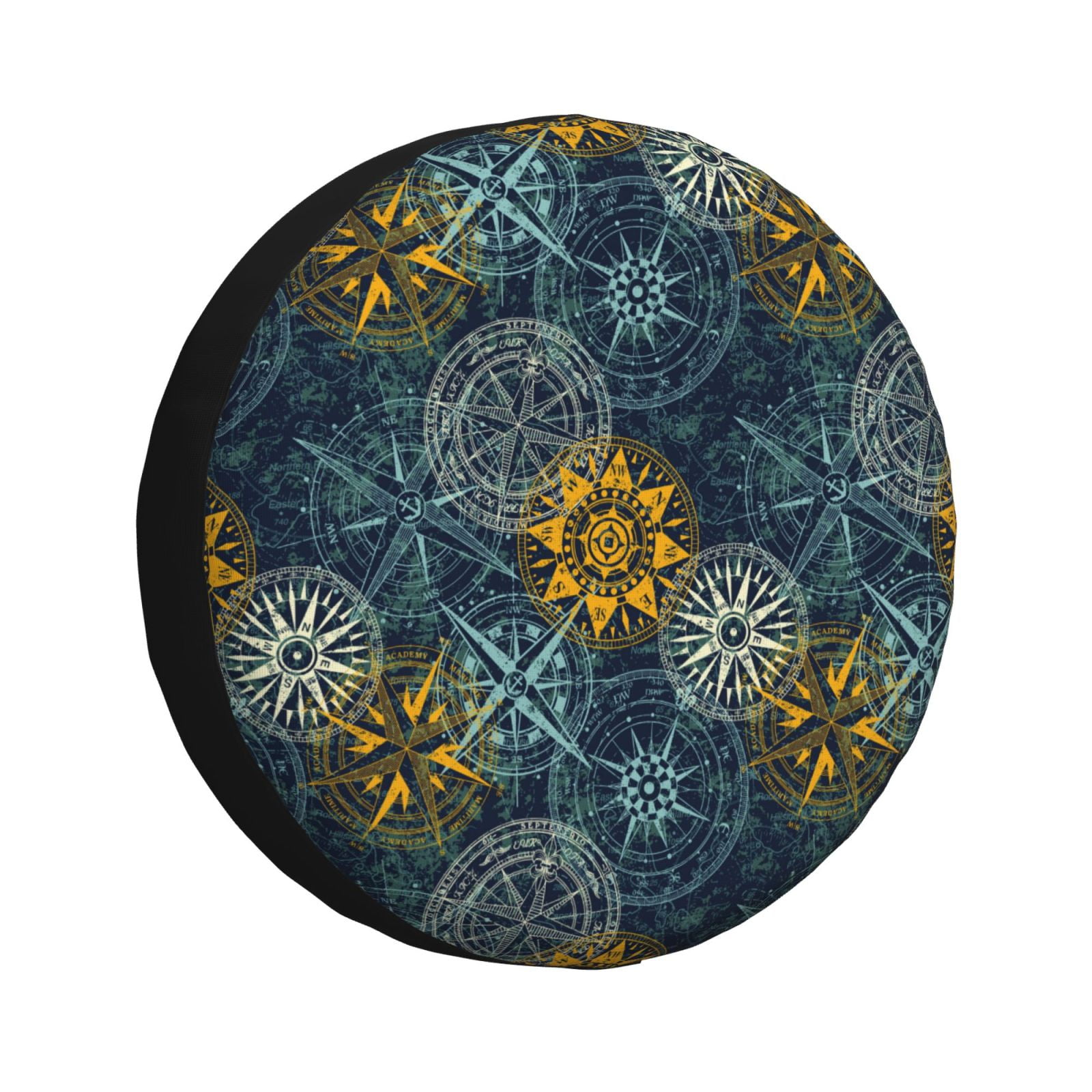 KLL Vintage Compass Pattern 14-17 inch Spare Tire Cover Universal Wheel ...