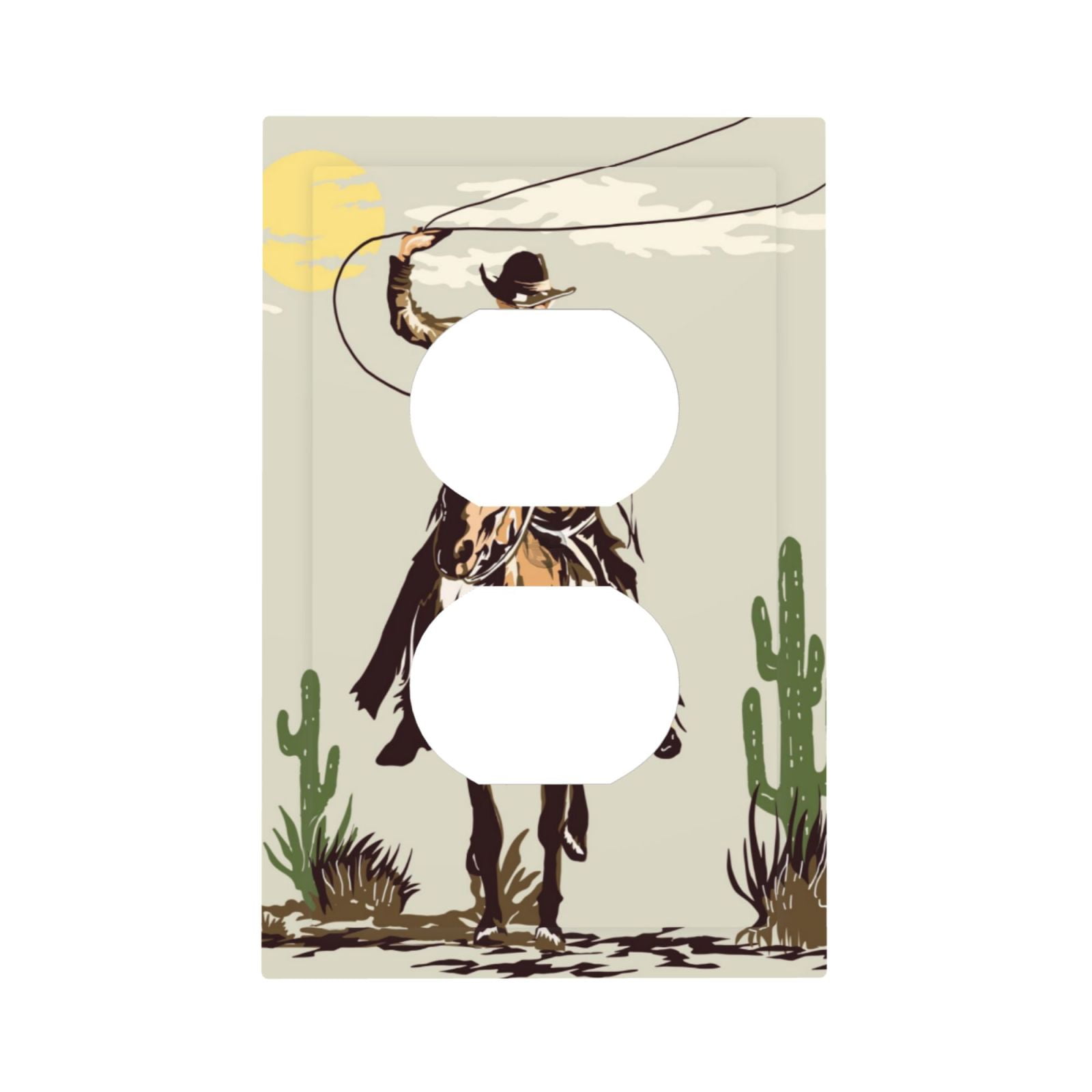 KLL Vintage Cowboy Riding Horse Pattern Electrical Outlet Covers, 3" x ...