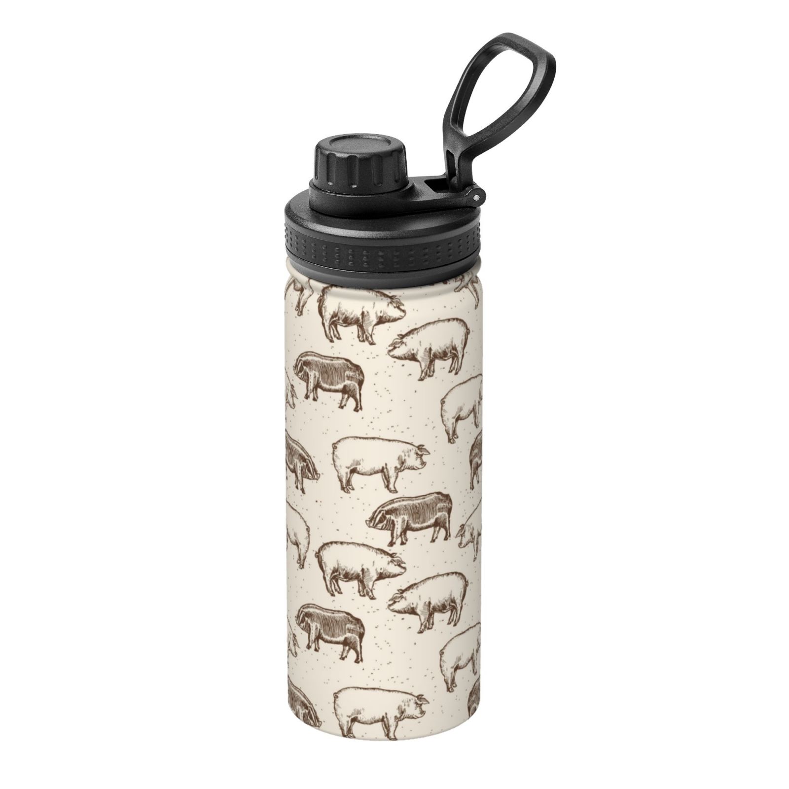 KLL Vintage Farm Pigs Pattern 18oz Insulated Water Bottle, Stainless ...
