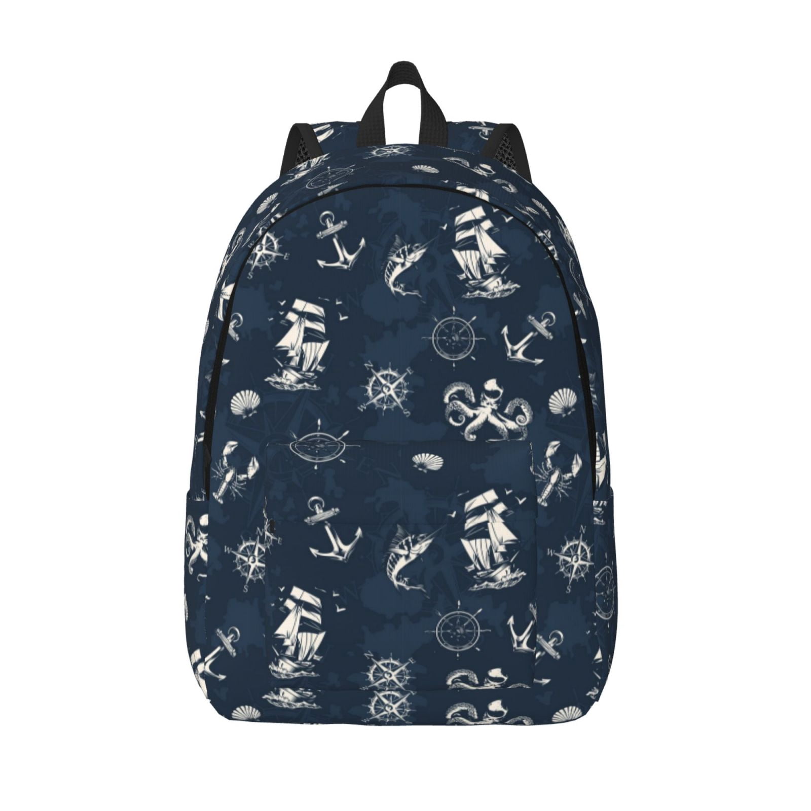 KLL Vintage Marine Print Travel Laptop Backpack - College Backpack ...