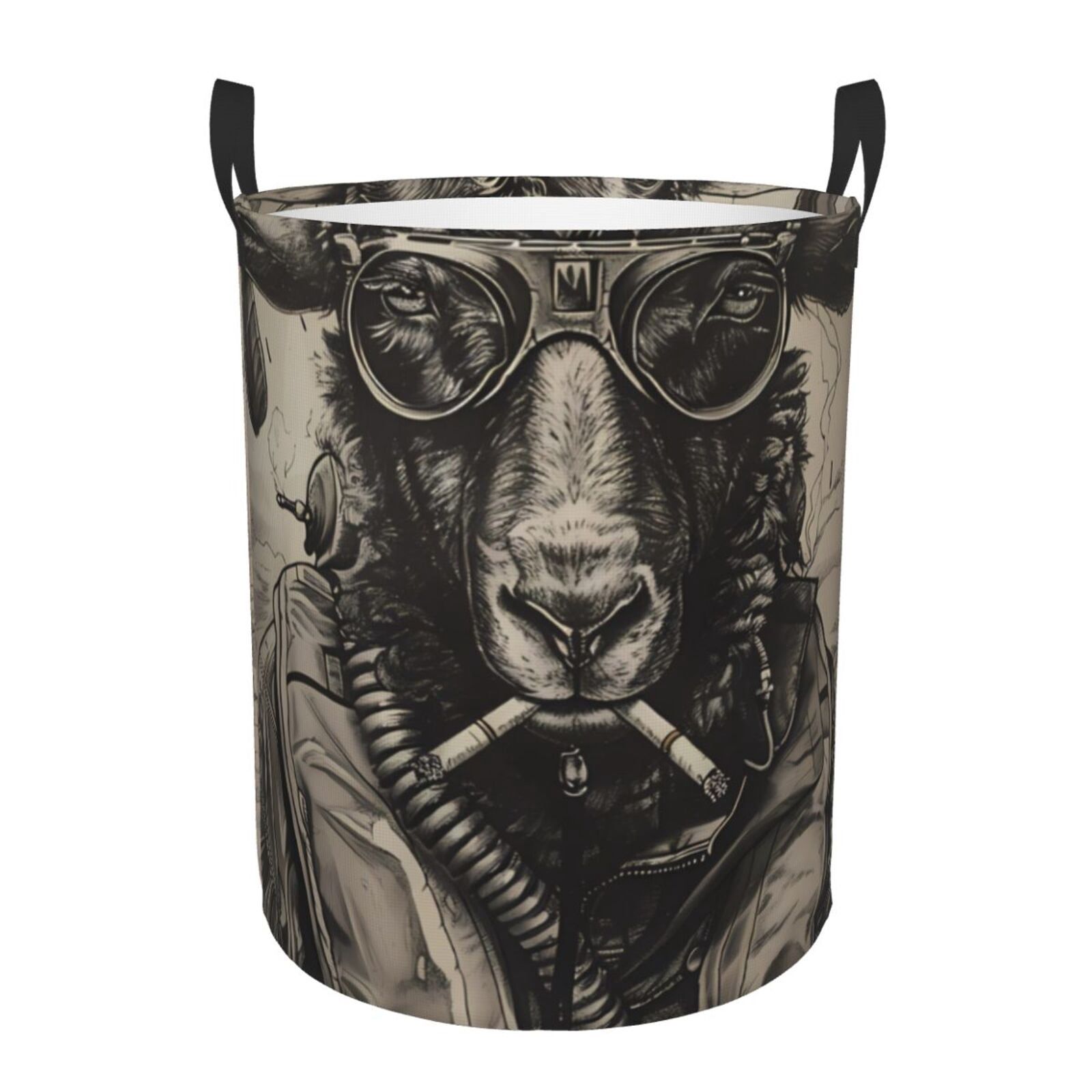 KLL Vintage Ram Pilot Waterproof Foldable Laundry Hamper Bucket with ...