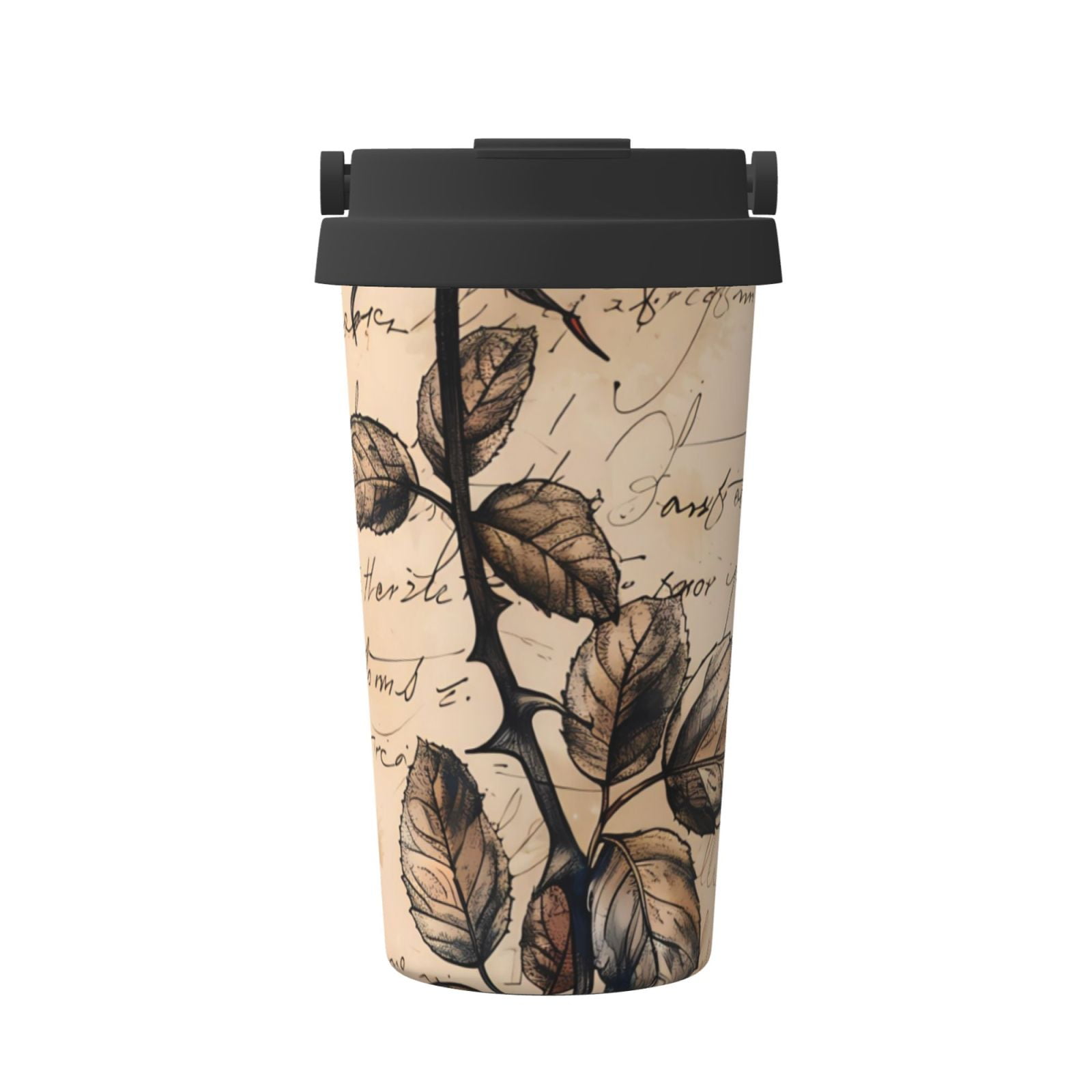 KLL Vintage Rose Botanical Art Pattern Stainless Steel Vacuum Insulated ...
