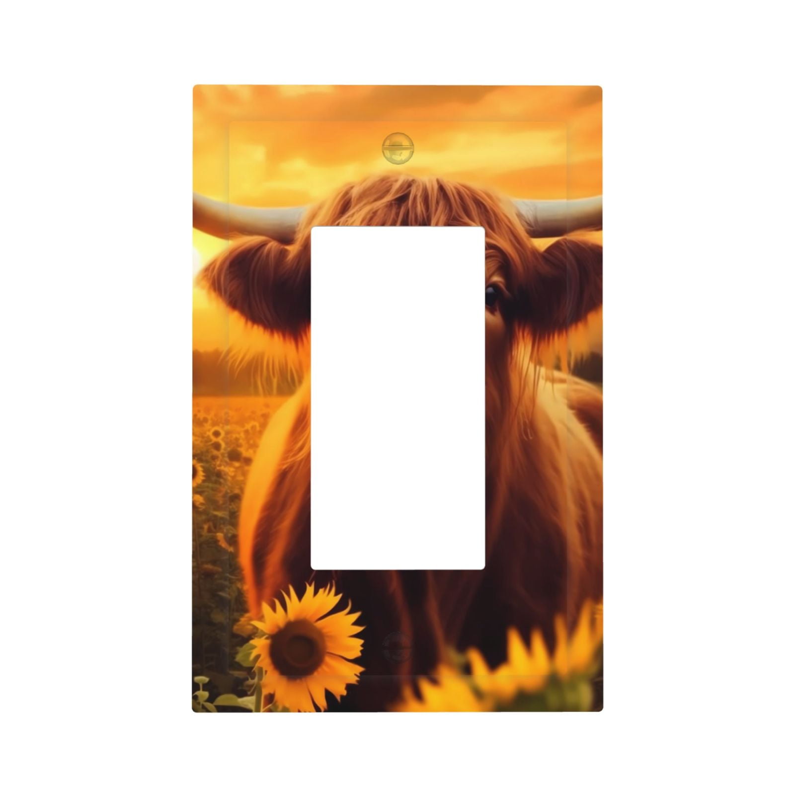 KLL Vintage Sunflower Cow A Pattern Electrical Outlet Covers, 3" x 5" 1 ...