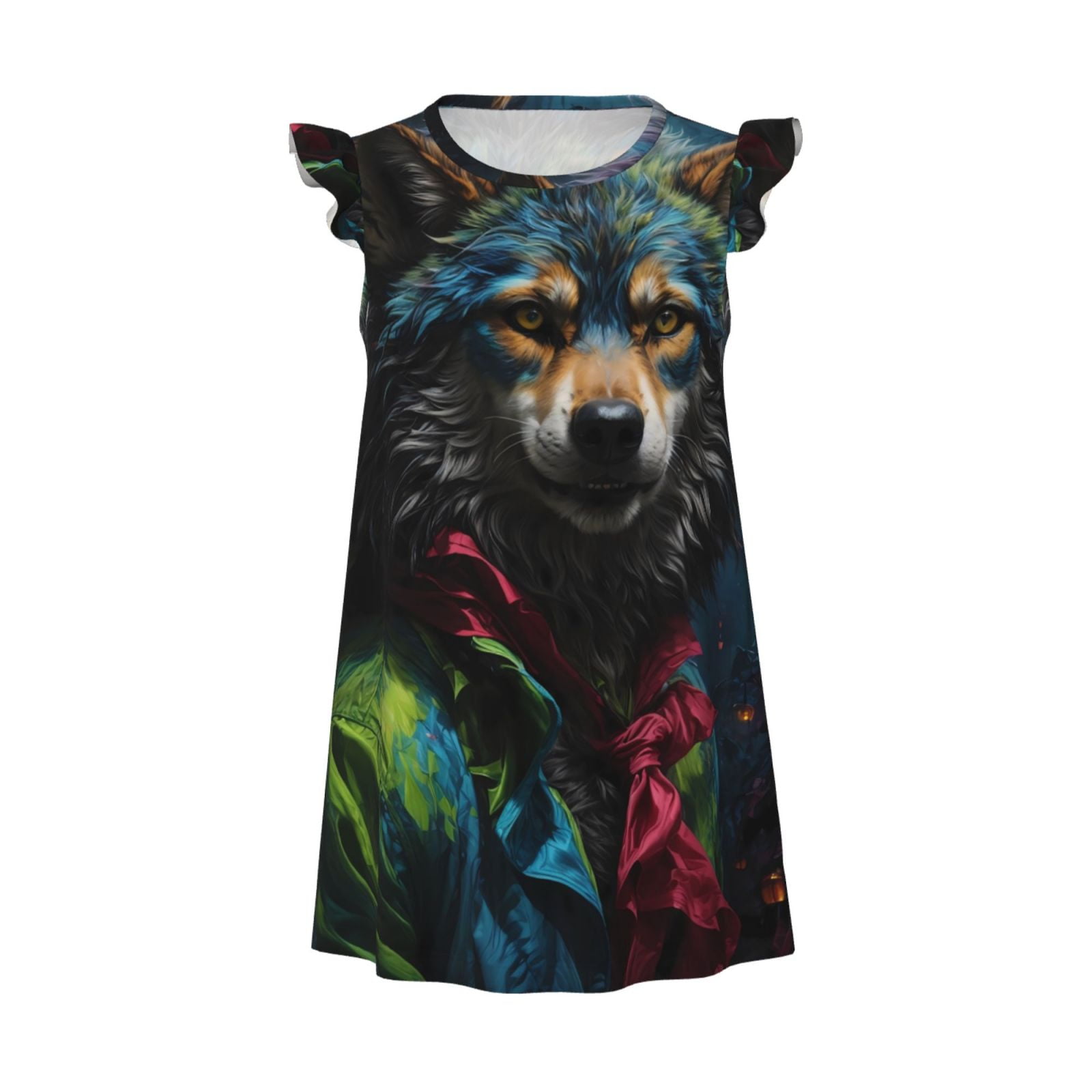 KLL Vintage Wolf Warrior Print Girls Nightgowns Pajamas for Girl ...
