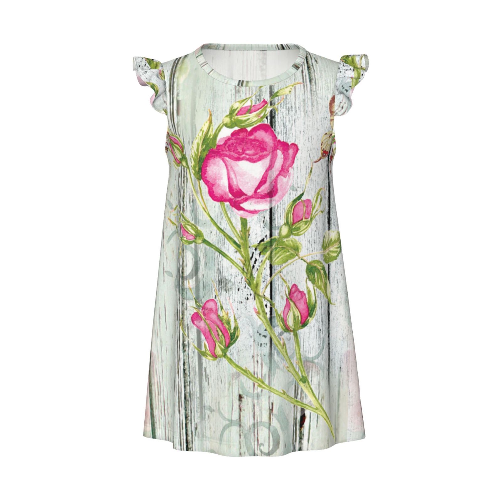 KLL Vintage Wood Background with Floral Print Girls Nightgowns Pajamas ...