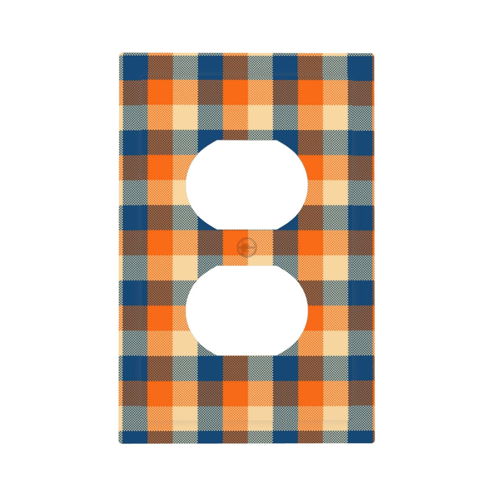 KLL Warm Orange Plaid Pattern Electrical Outlet Covers, 3" x 5" 1 Pack ...