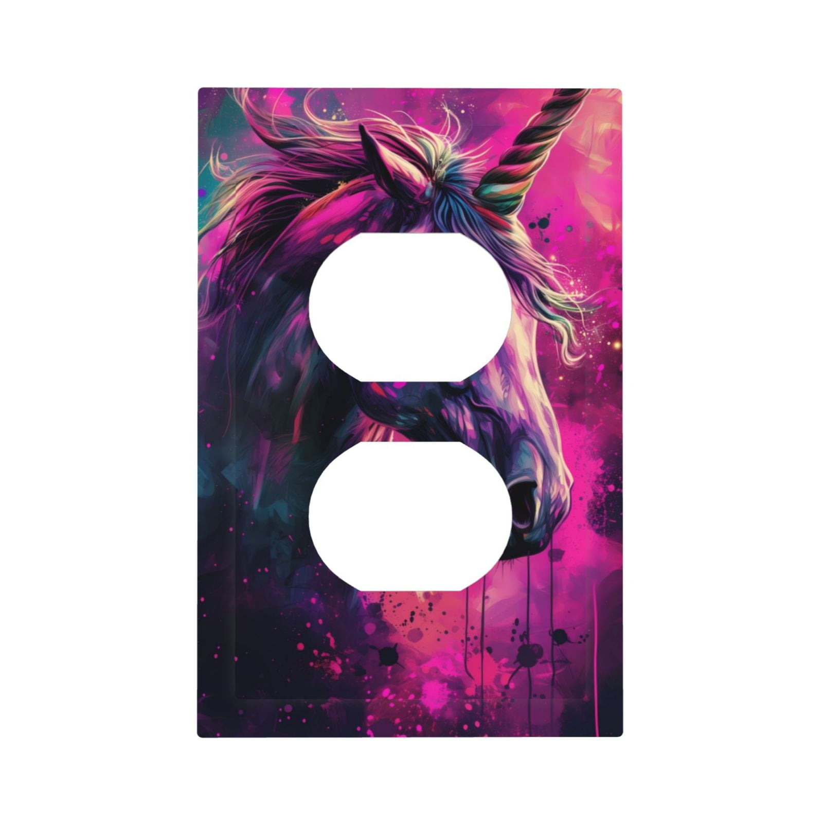 KLL Watercolor Painting White Horse Pattern Electrical Outlet Covers, 3 ...