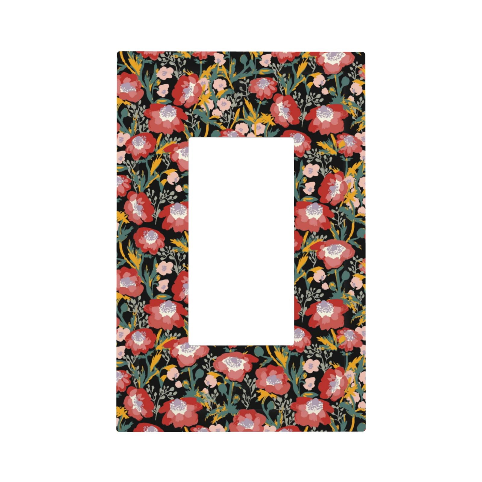KLL Watercolor Red Wildflowers Pattern Electrical Outlet Covers, 3" x 5 ...