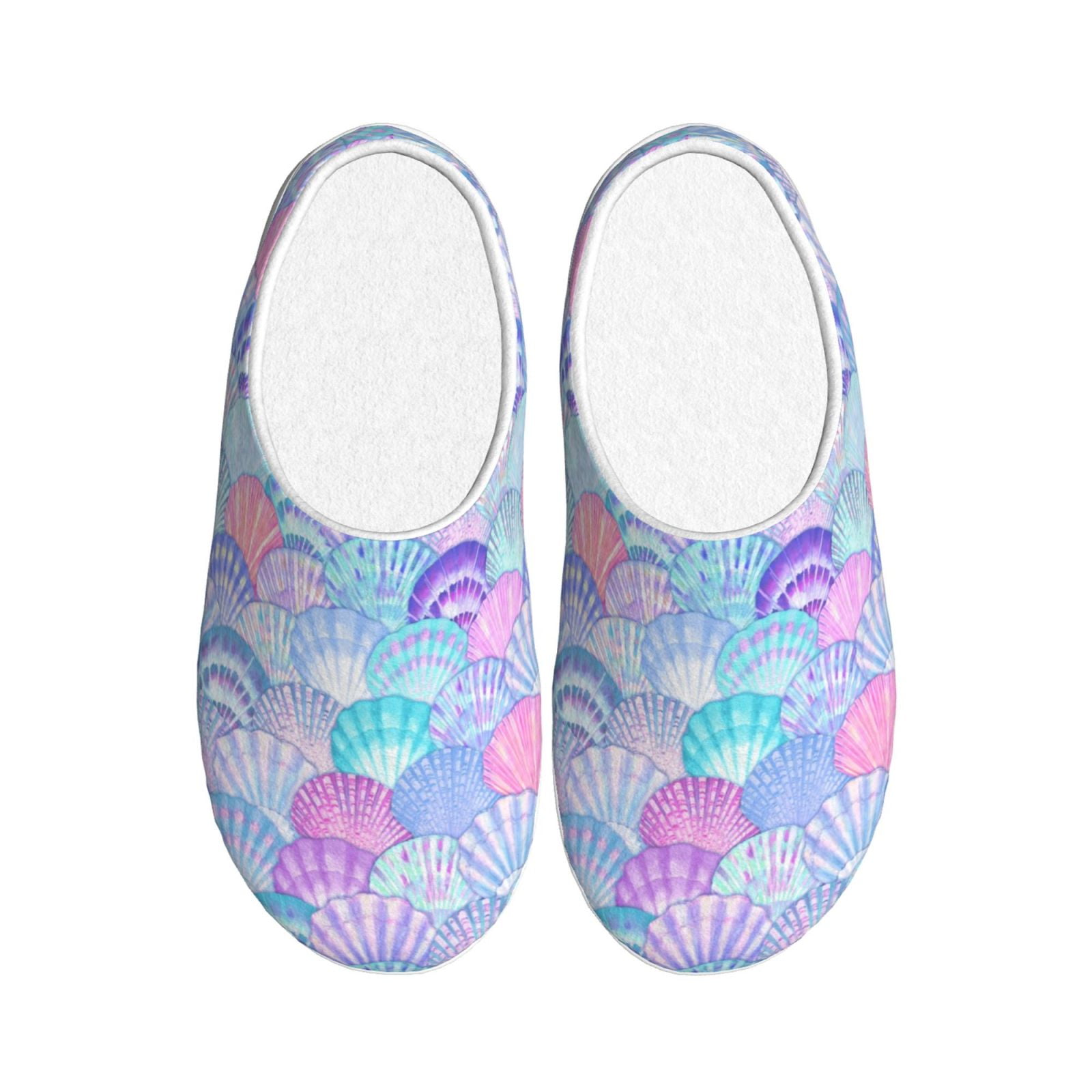 KLL Watercolor Sea Shells 1 Pattern Adult Unisex Cozy Slippers,Fuzzy ...