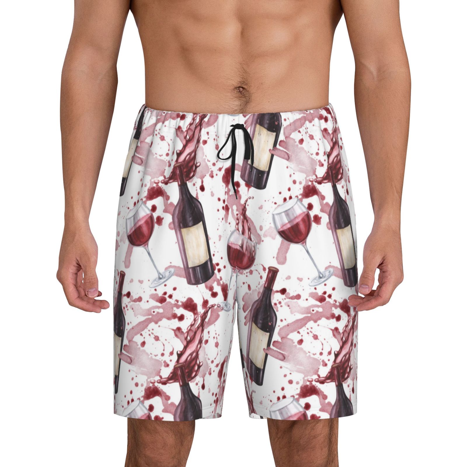 KLL Watercolor Wine for Men's 1-Pack Shorts,Sleep Pajama Shorts for Men ...