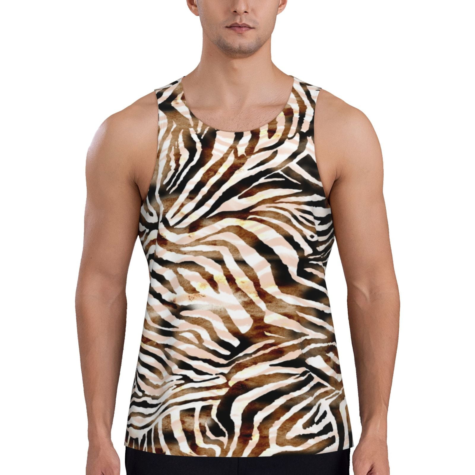 KLL Watercolor Zebra Print Men's Muscle Gym Workout Stringer Tank Tops ...