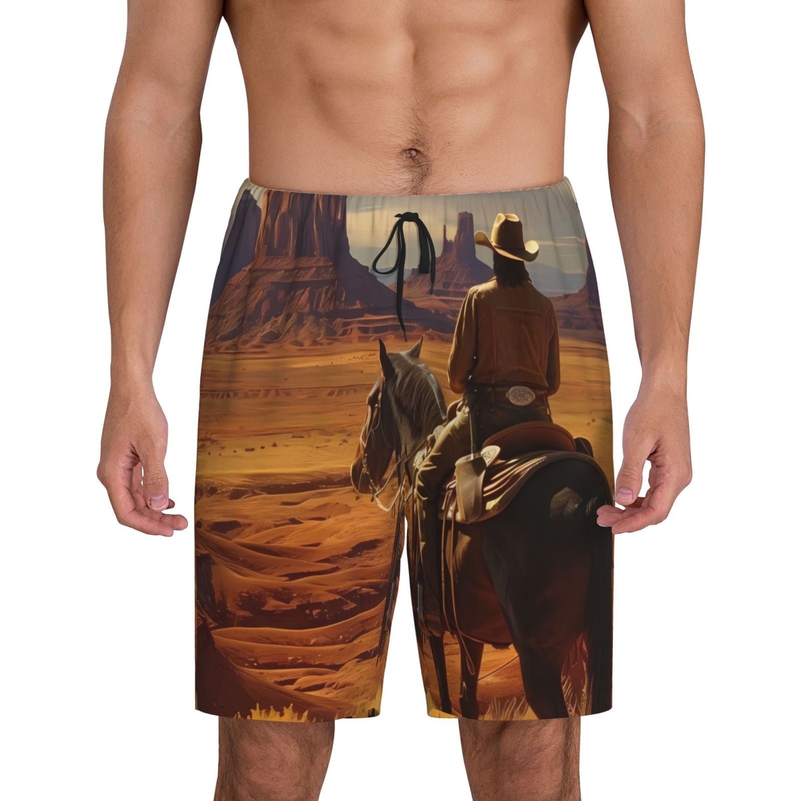 KLL Western Desert Cowboy Cloud for Men's 1-Pack Shorts,Sleep Pajama ...