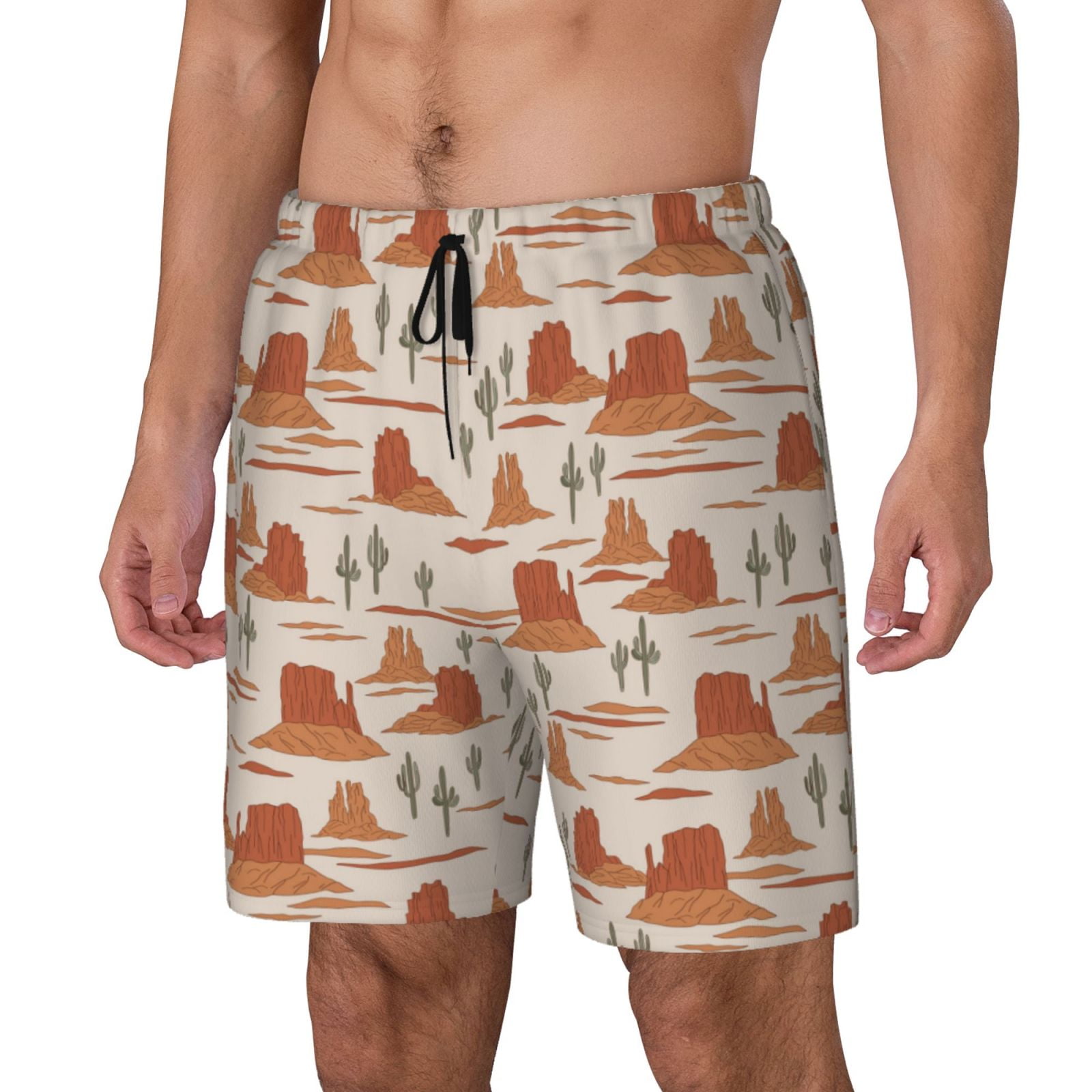 KLL Western Desert Nature Landscape for Mens Swim Trunks Quick Dry Swim ...