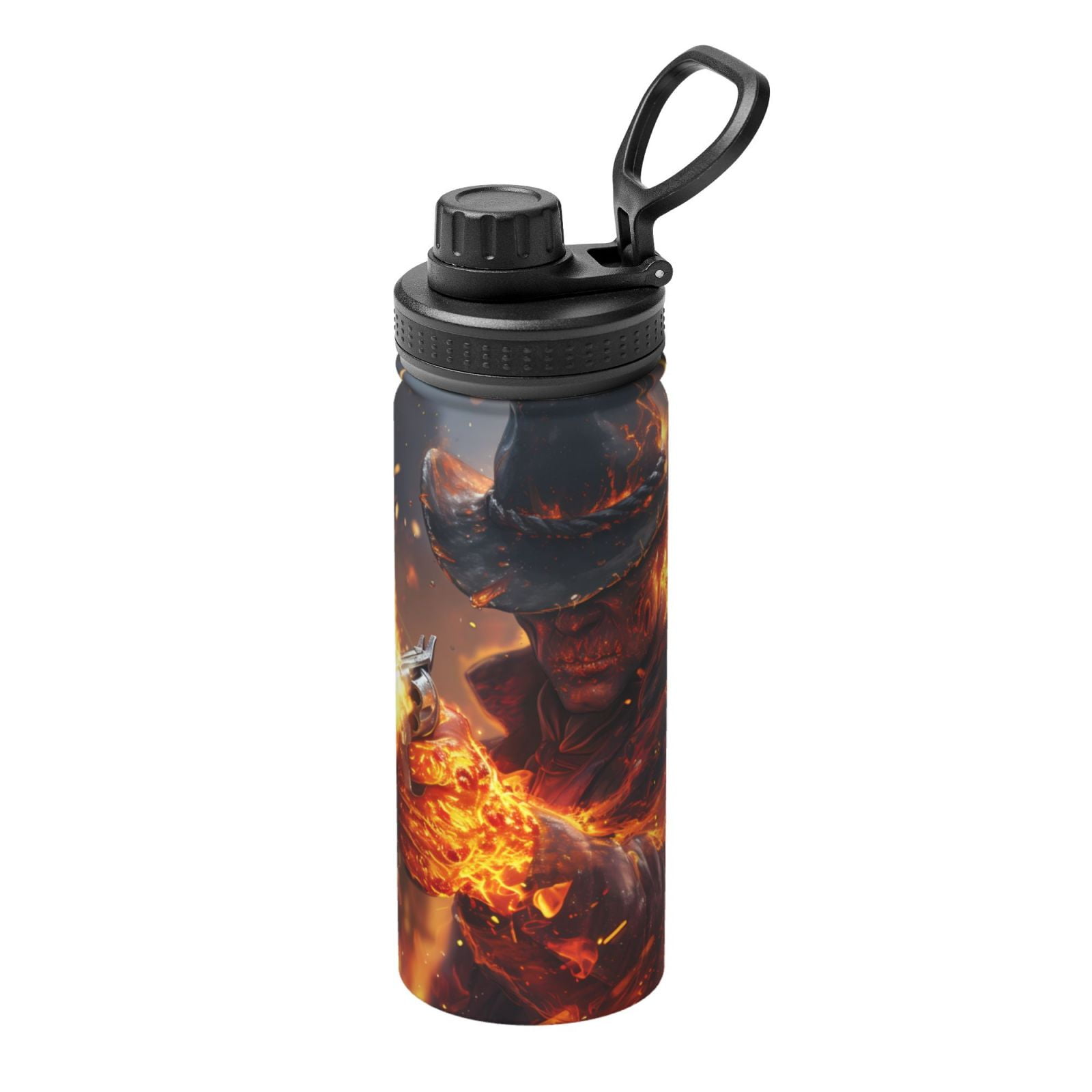KLL Western Fire Cowboy Pattern 18oz Insulated Water Bottle, Stainless ...
