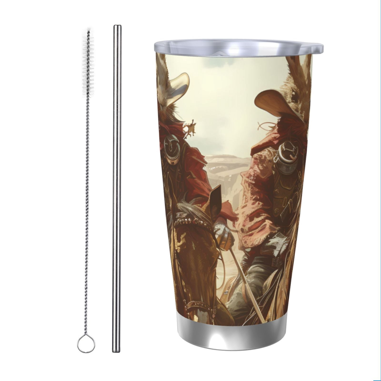 KLL Western Rabbit Cowboy Print 40oz Stainless Steel Insulated Car Cup ...