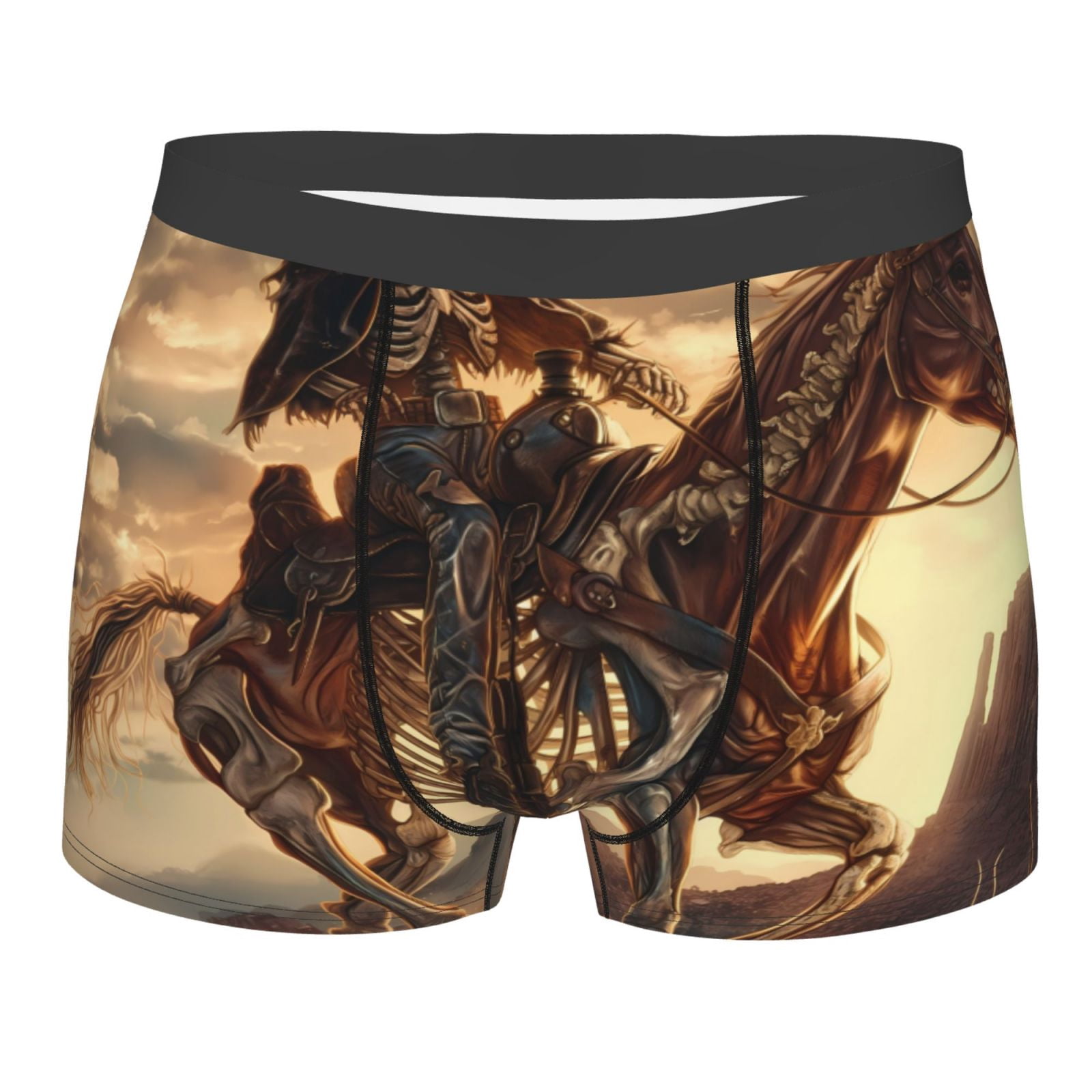 KLL Western Skeleton Cowboy Horse Men's Cotton Boxer Briefs Underwear ...
