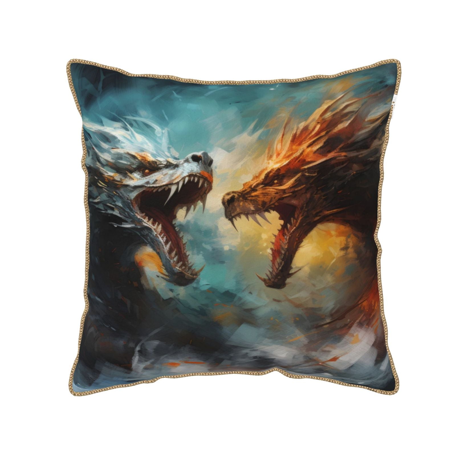 KLL White And Red Sketch Dragon Decorative Throw Pillow Covers Velvet ...
