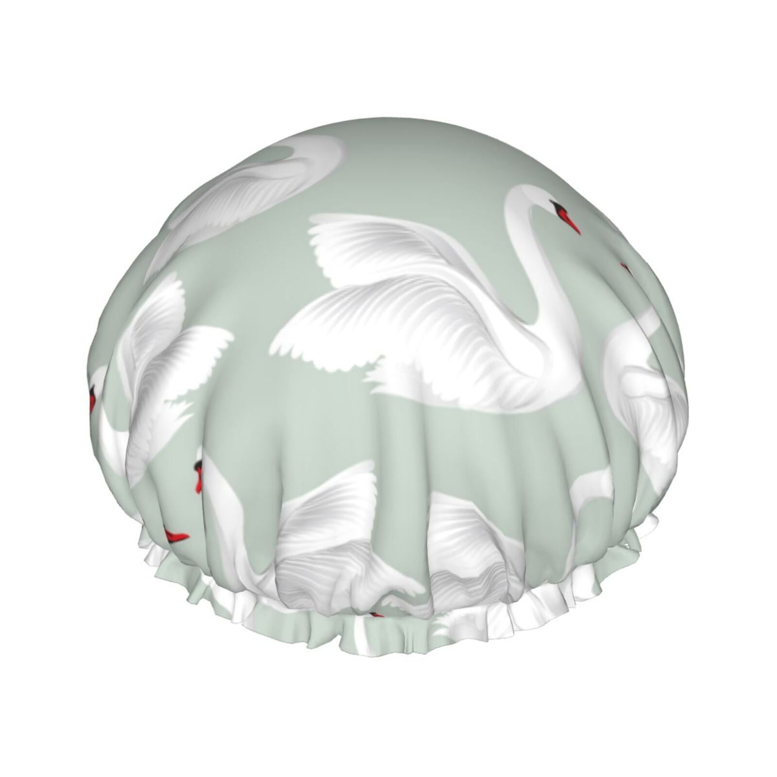 KLL White Birds Pattern Shower Cap & Bath Cap for Women,Reversible ...