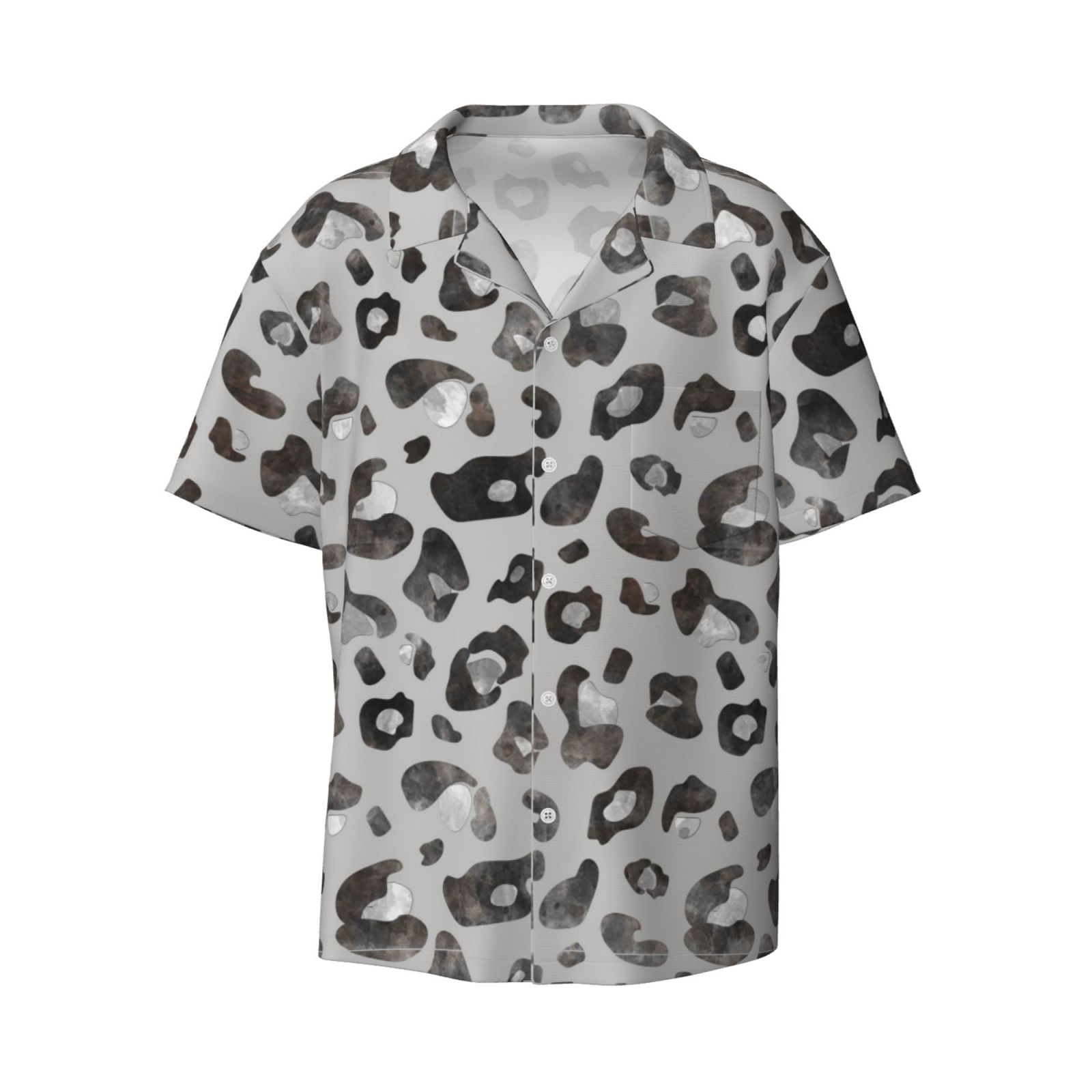 KLL Wild Animal Leopard Print Men's Shirt Short Sleeve Button Down ...