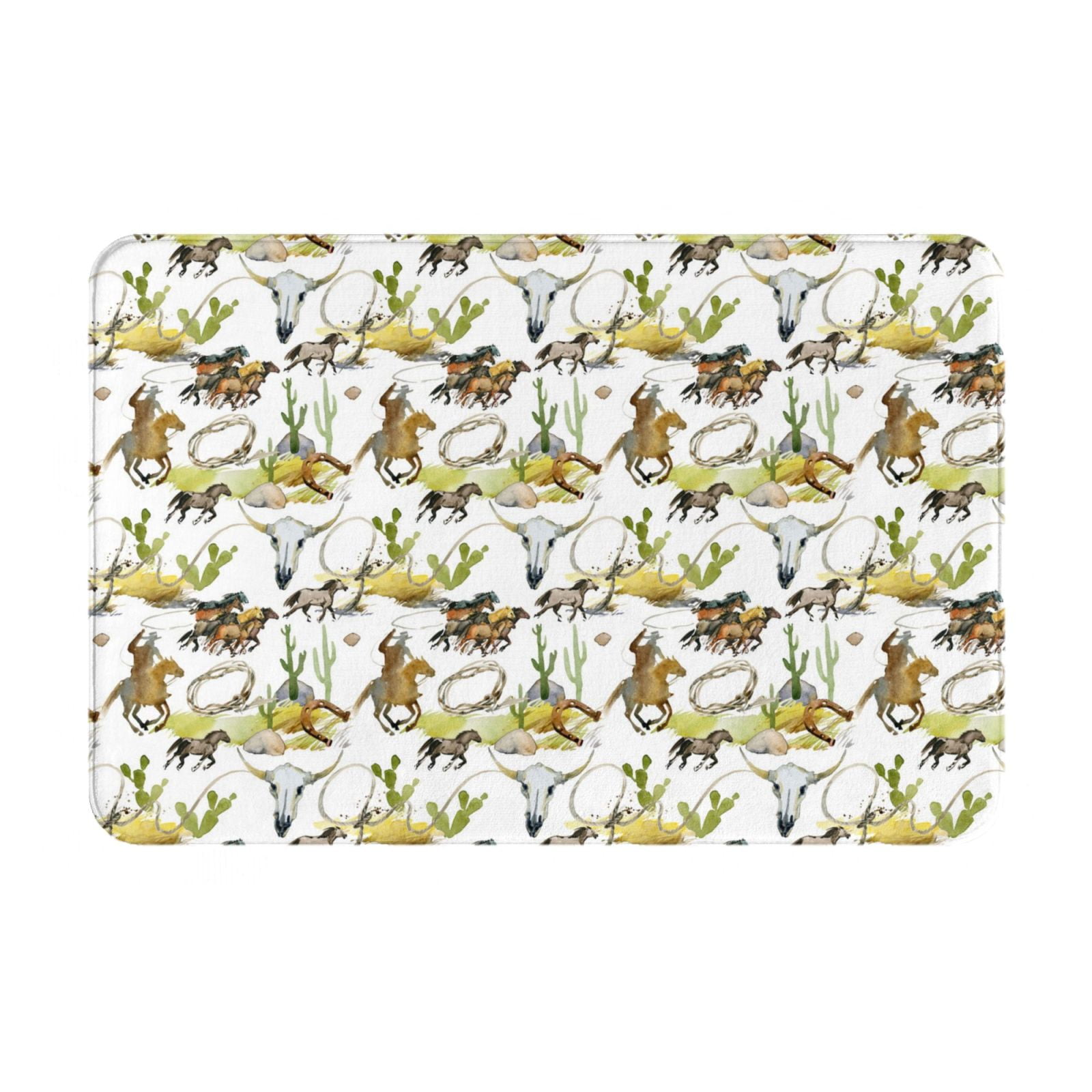 KLL Wild West Western Print Front Door Mat Indoor Outdoor Entrance, Non ...