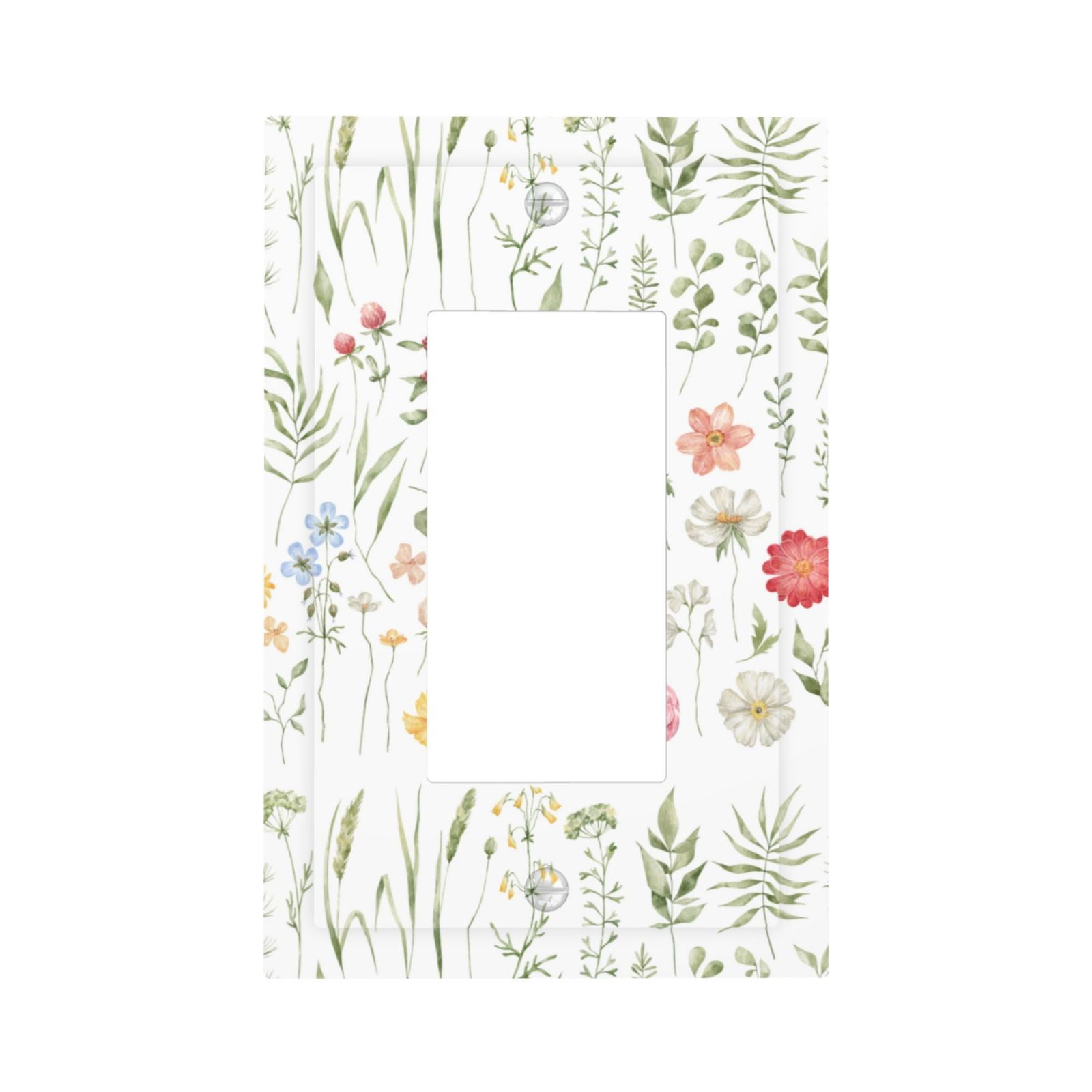 KLL Wildflower Watercolor 2 Pattern Electrical Outlet Covers, 3" x 5" 1 ...