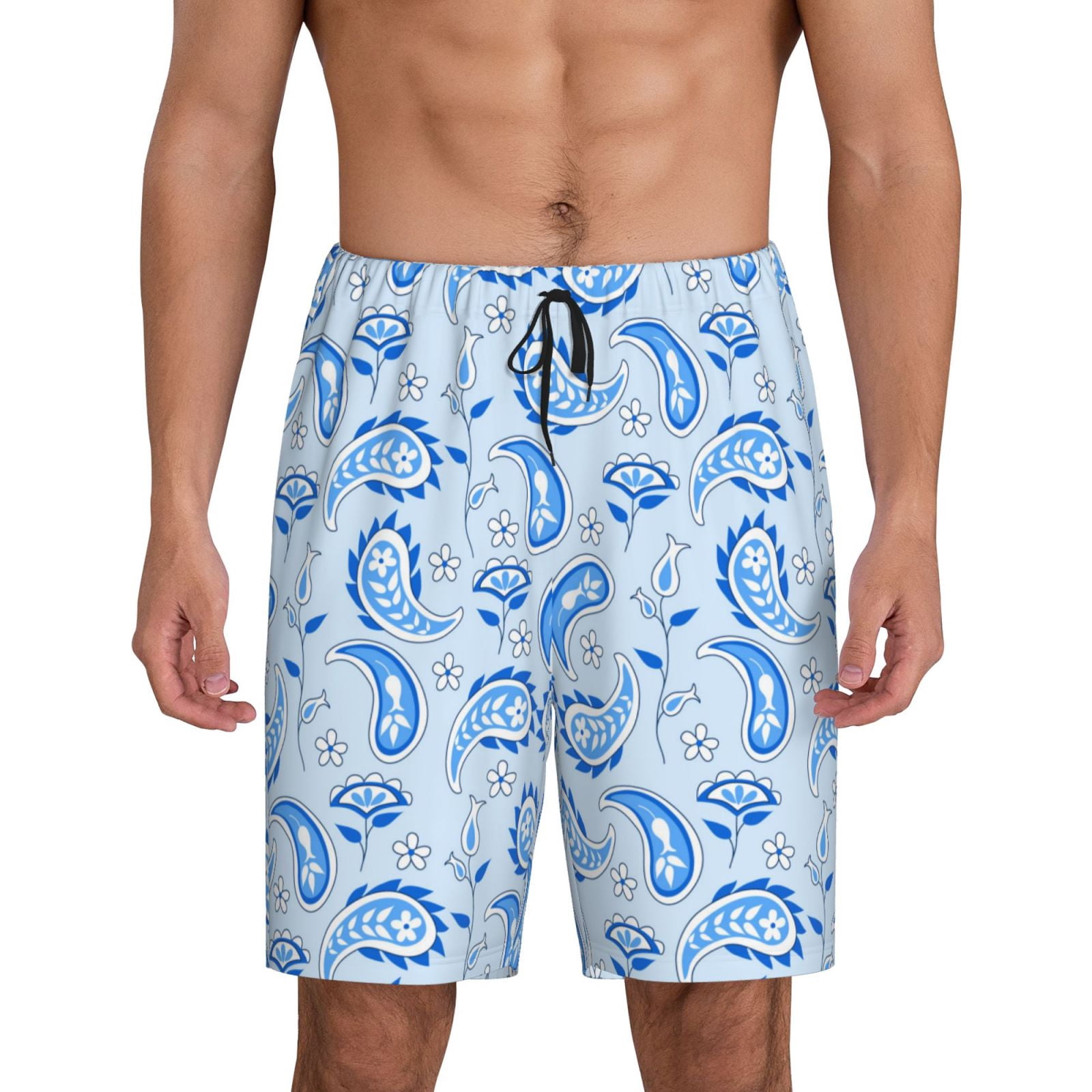 KLL Winter Paisley Pattern for Men's 1-Pack Shorts,Sleep Pajama Shorts ...