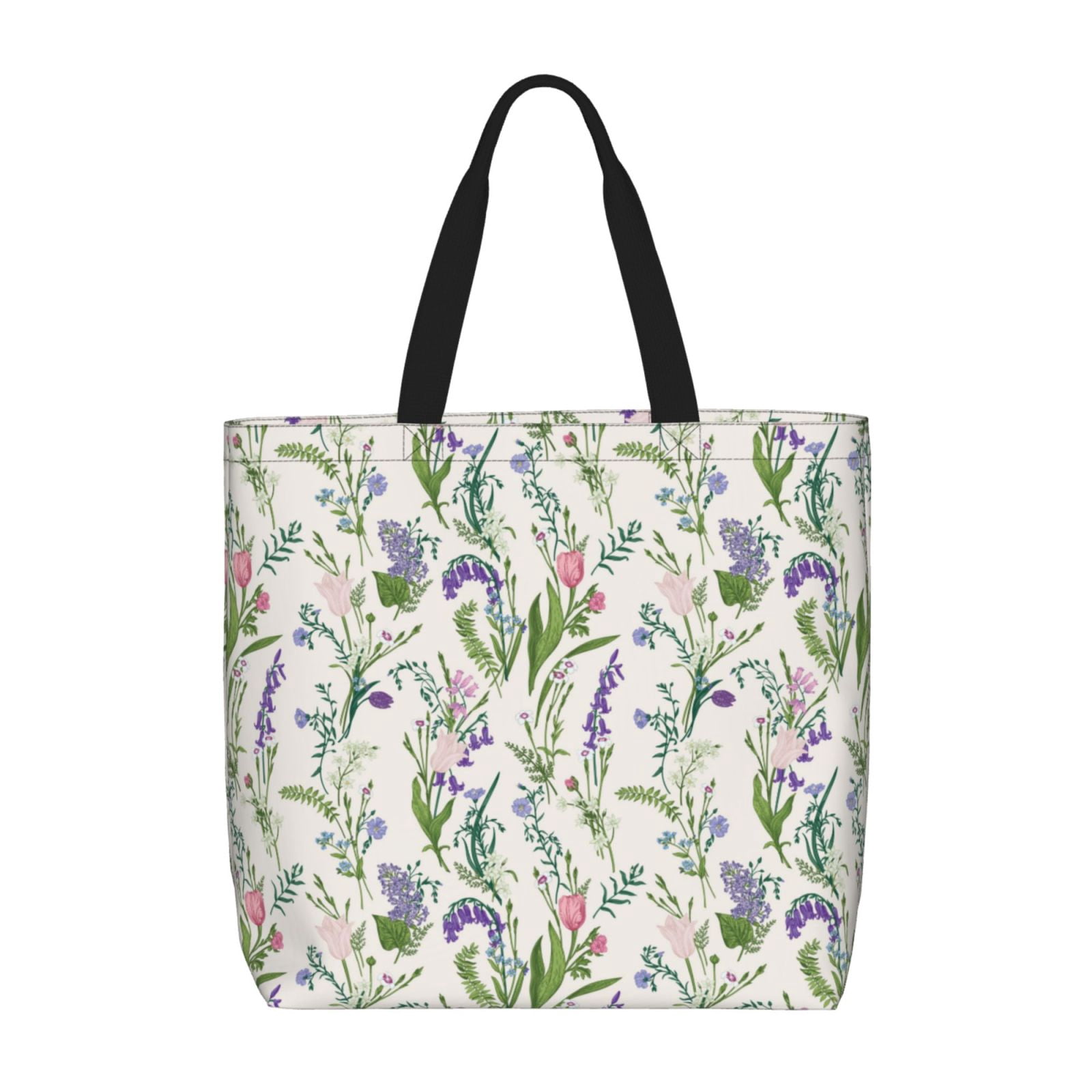 KLL Wisteria Flower Pattern Aesthetic Tote Bag for Women Beach Bag ...