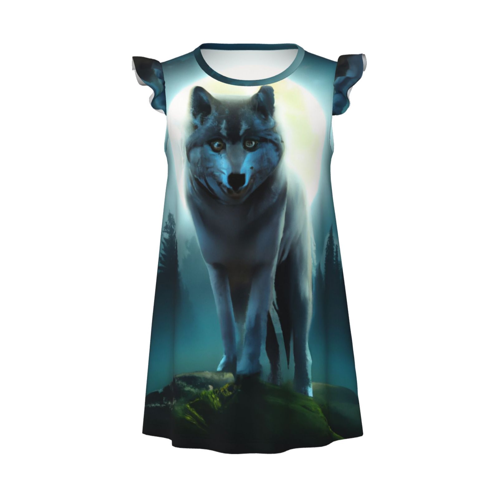 KLL Wolf Print Girls Nightgowns Pajamas for Girl Sleepwear Toddler ...