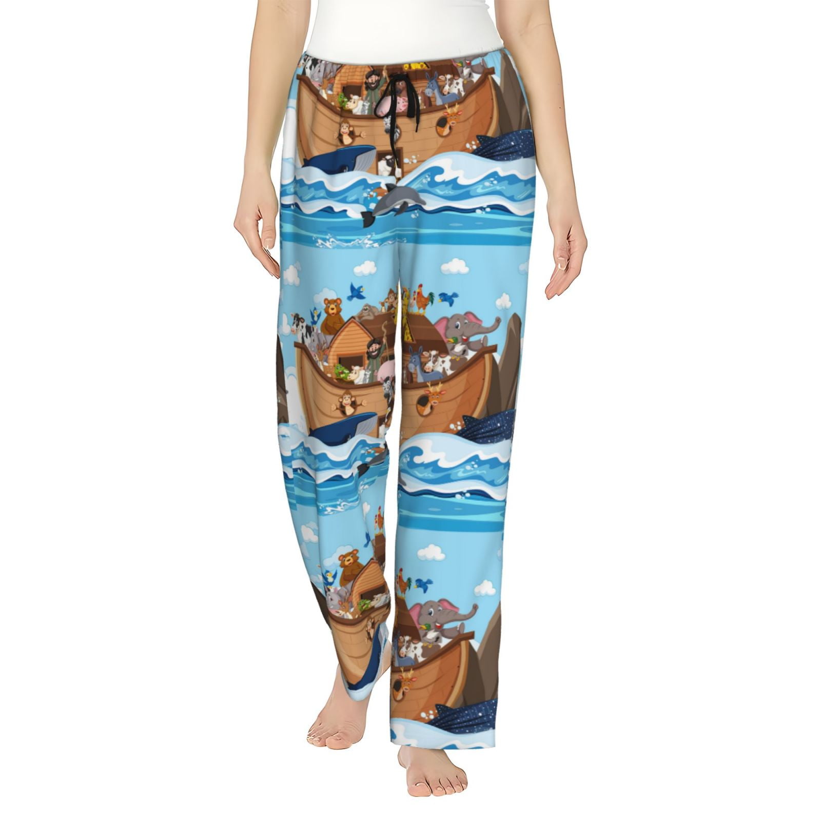 KLL Womens Animals on Noah's Ark Floating Print Pajama Pants Soft ...