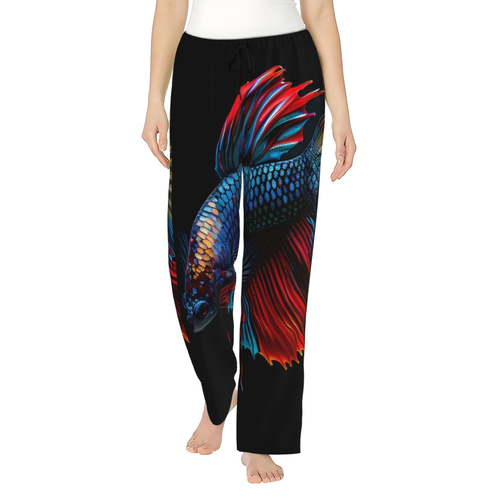 KLL Womens Colorful Betta Fish Print Pajama Pants Soft Pajama Bottoms ...