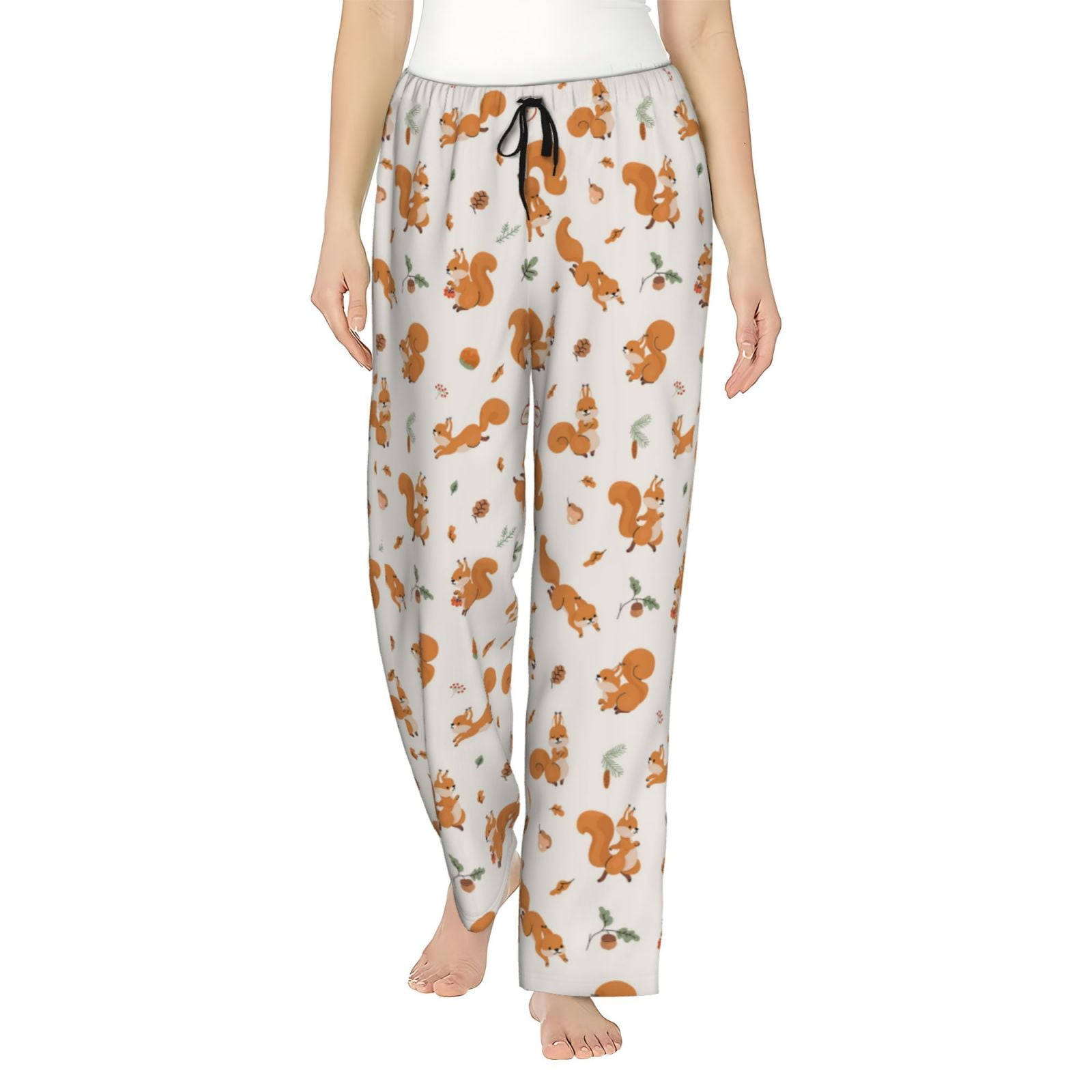 KLL Womens Cute Squirrel Fall Print Pajama Pants Soft Pajama Bottoms ...
