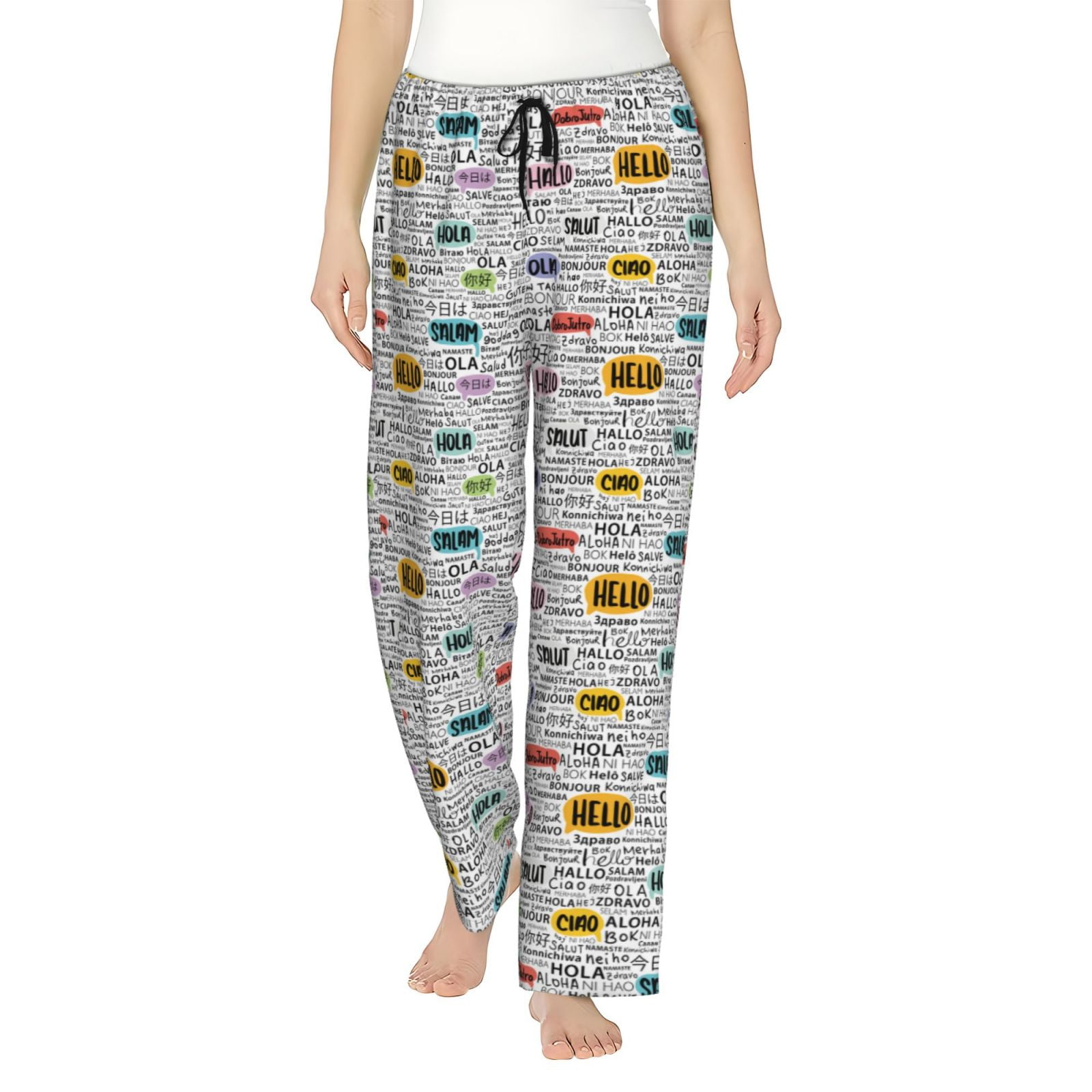 KLL Womens Hello Print Pajama Pants Soft Pajama Bottoms for Women Cozy Lounge Pants - Walmart.com